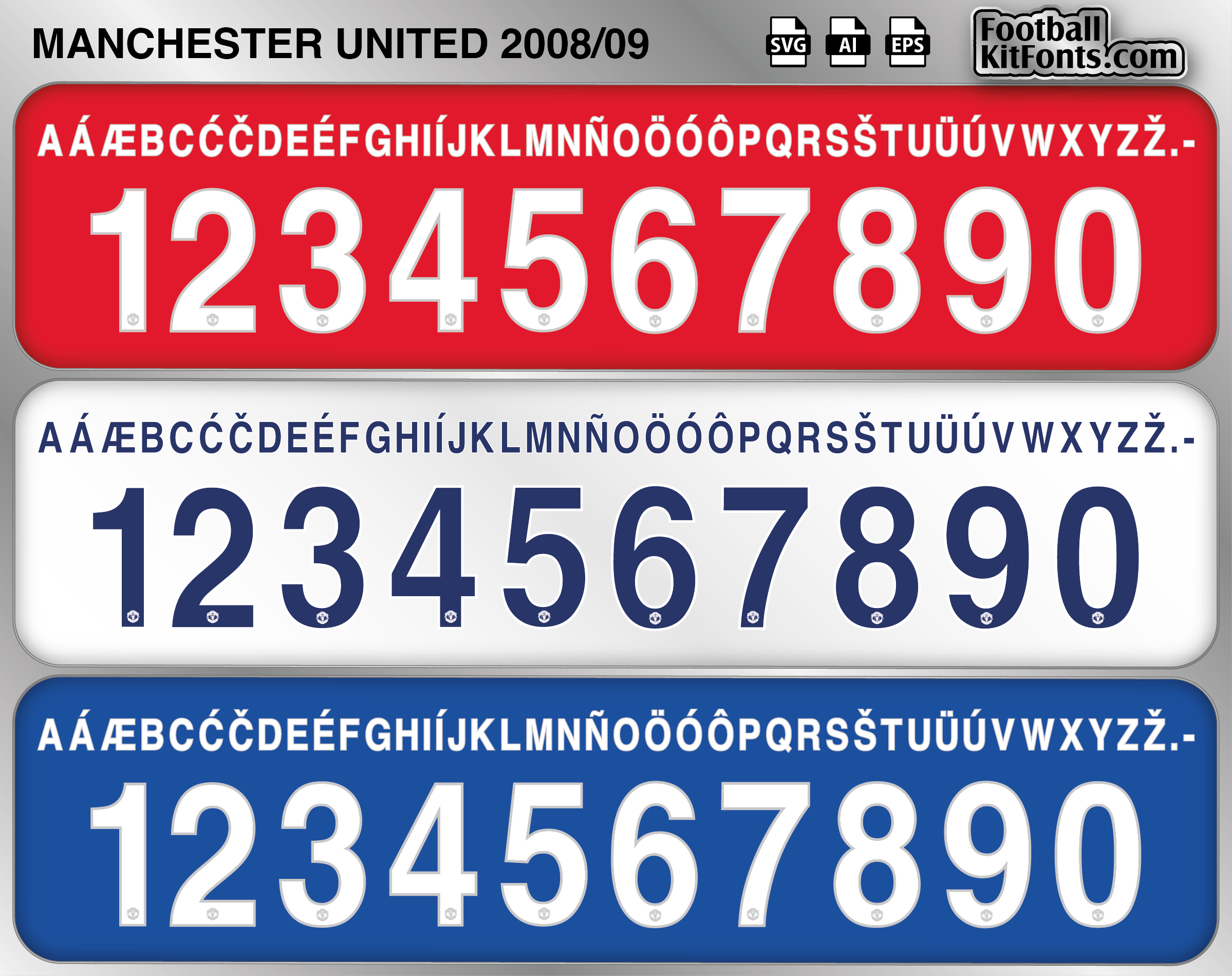 Football Kit Fonts - Manchester United