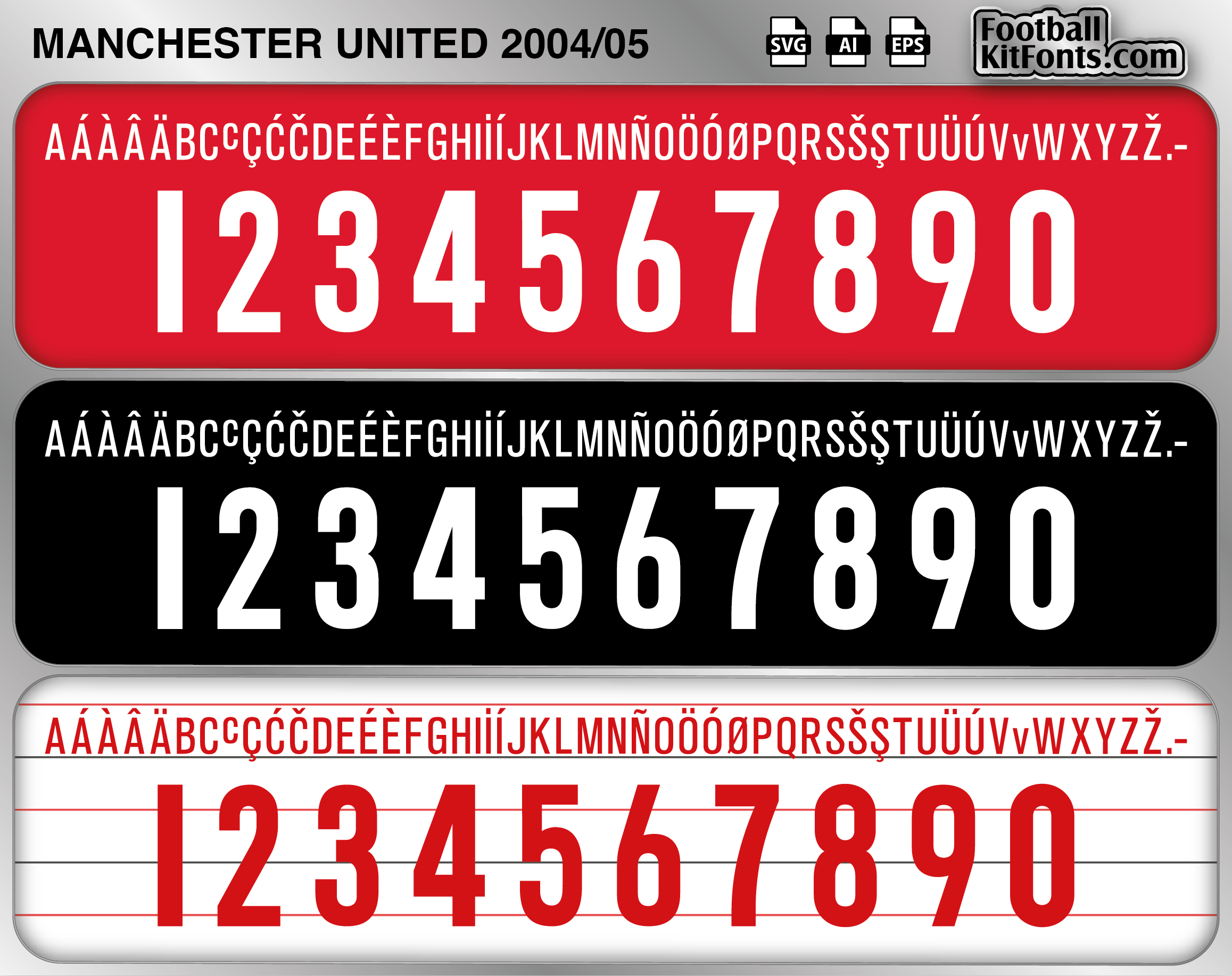 Football Kit Fonts - Manchester United