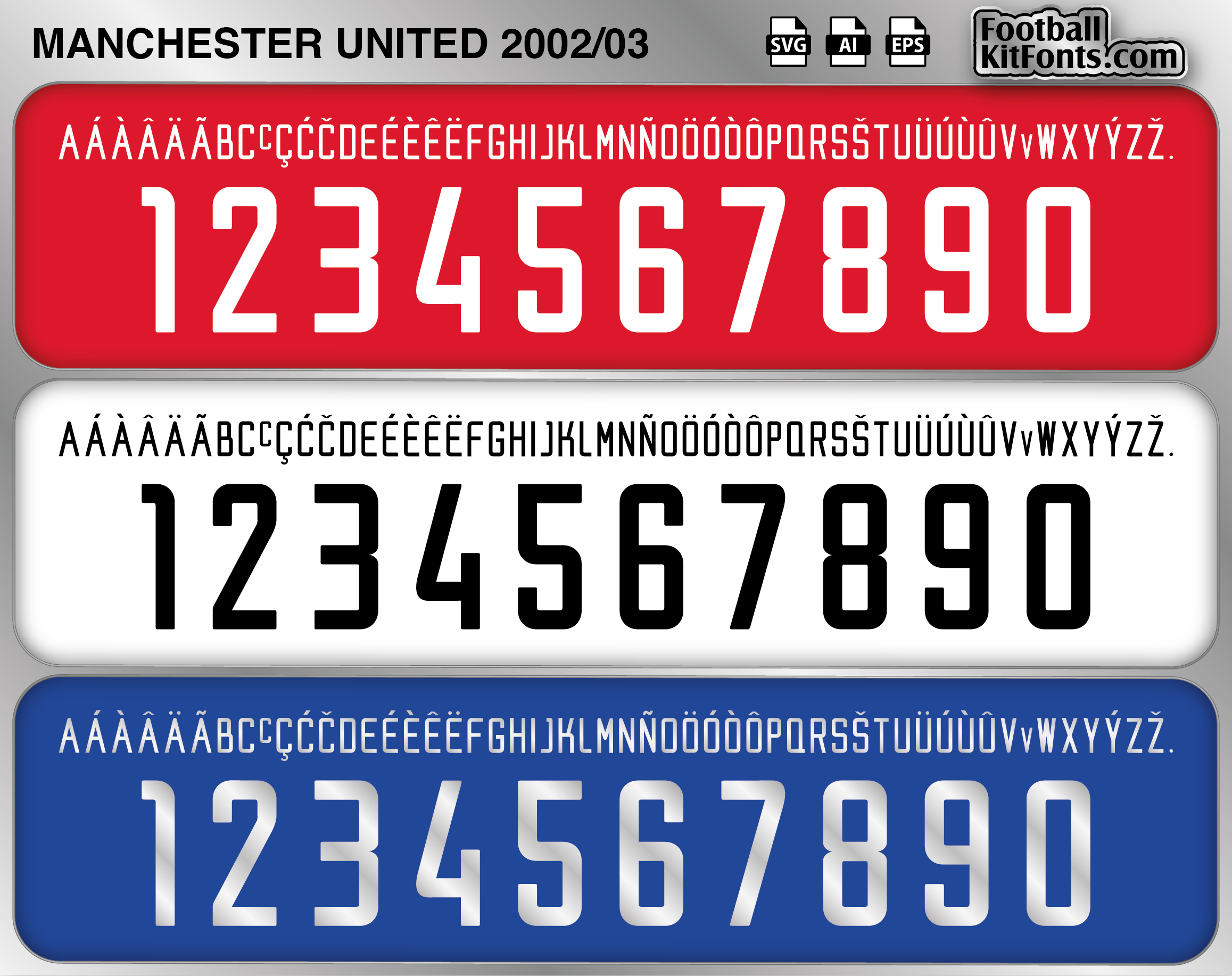 Football Kit Fonts - Manchester United