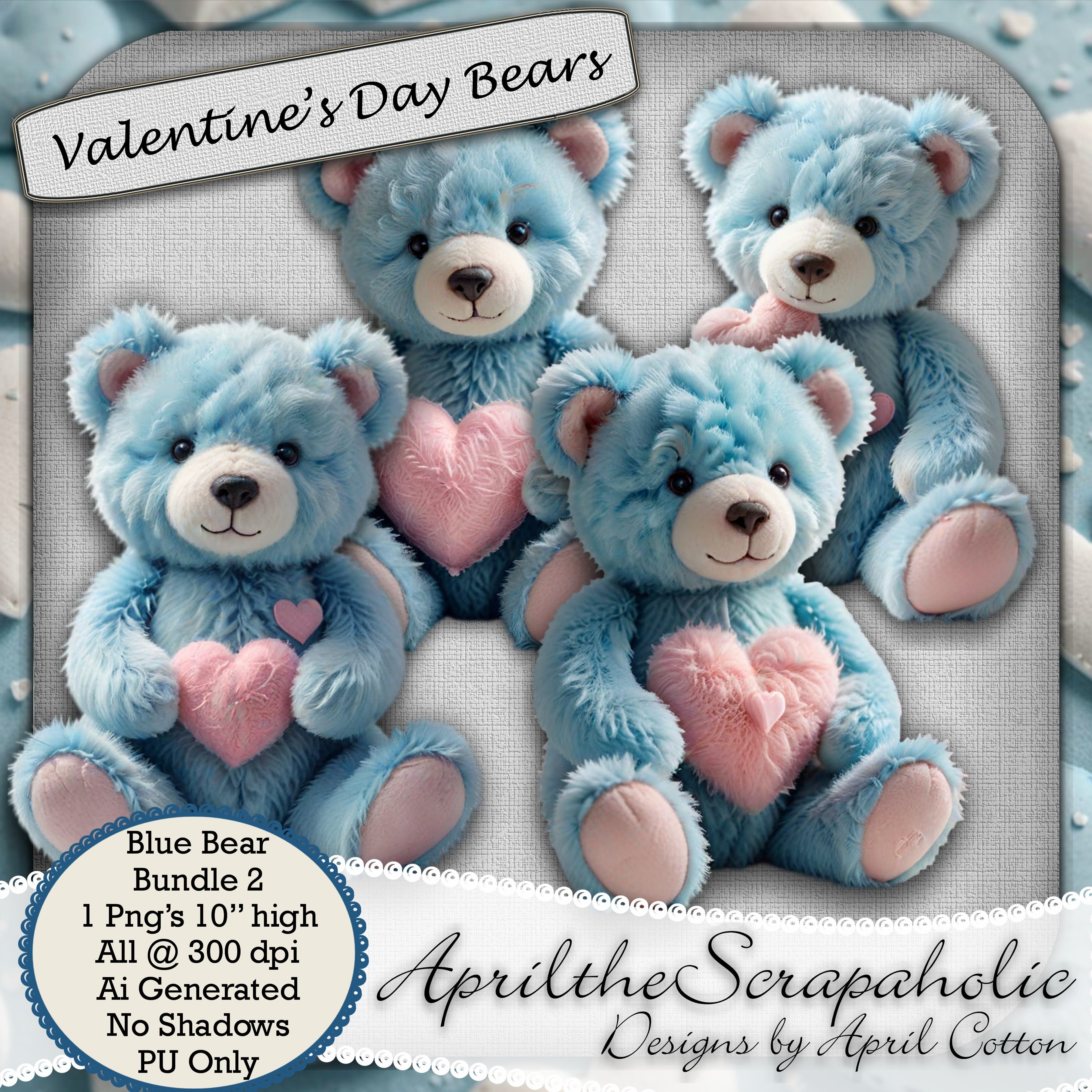 Here are my Blue Valentine's Teddy Bears Holding Hearts - Payhip