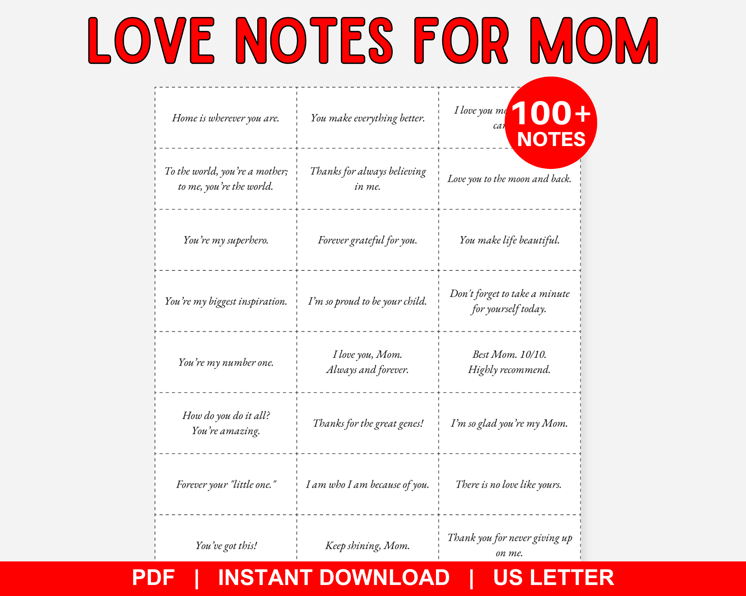 Love Notes for Mom, Reasons Why I Love You Mom, Mom Gift, Mothers Day ...