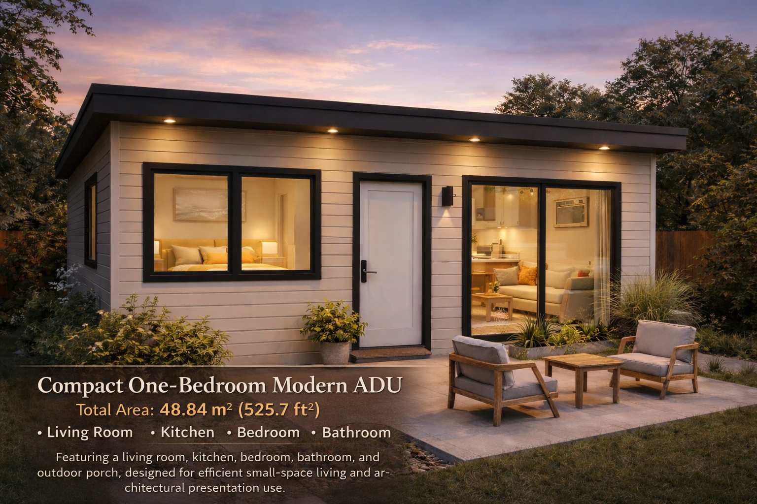 Modern Scandinavian ADU House Design | 1 Bedroom Small House | Interior ...