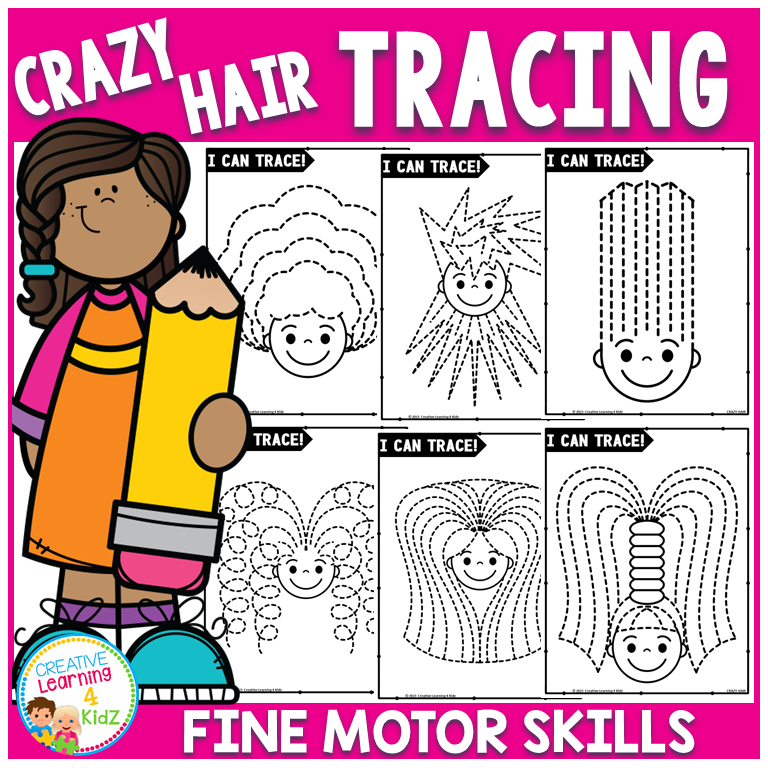 Crazy Hair Tracing Mats for Fine Motor Skills | Pre-Writing Activity ...