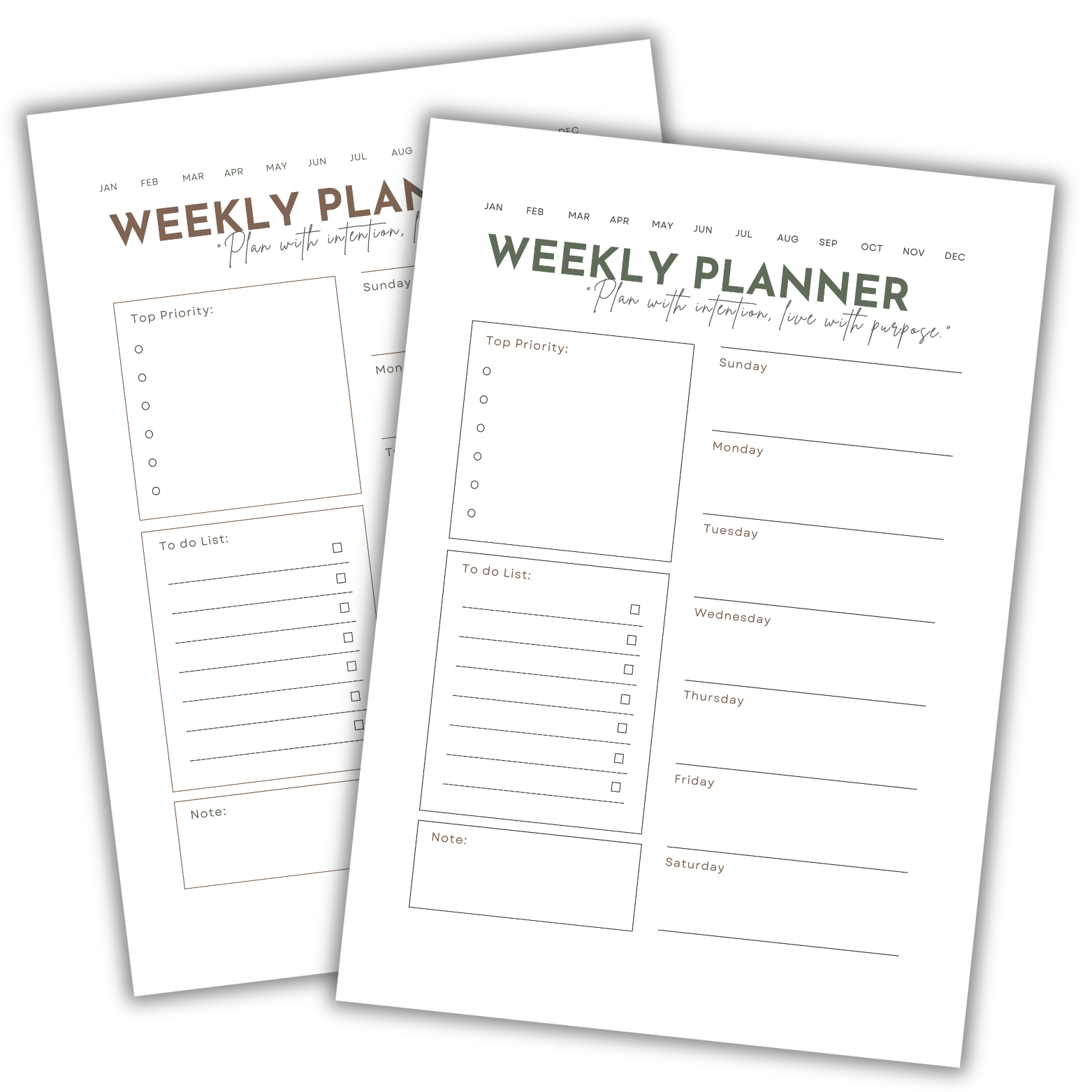 Feminine Printable Digital Weekly Planner - Payhip
