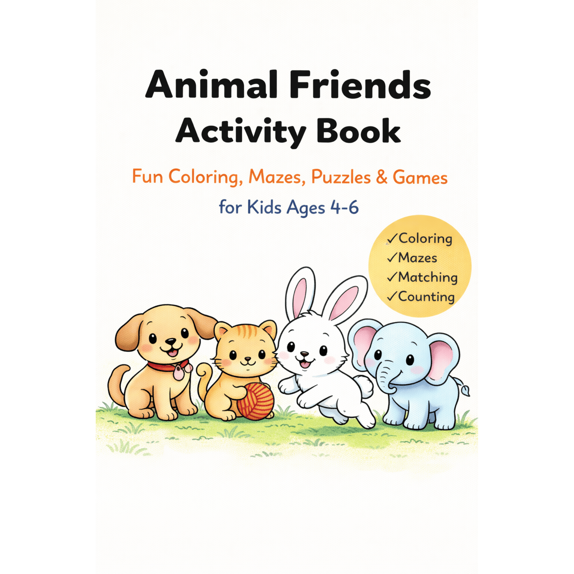 Animal Friends Activity Book for Kids Ages 4–6 | Printable Coloring ...
