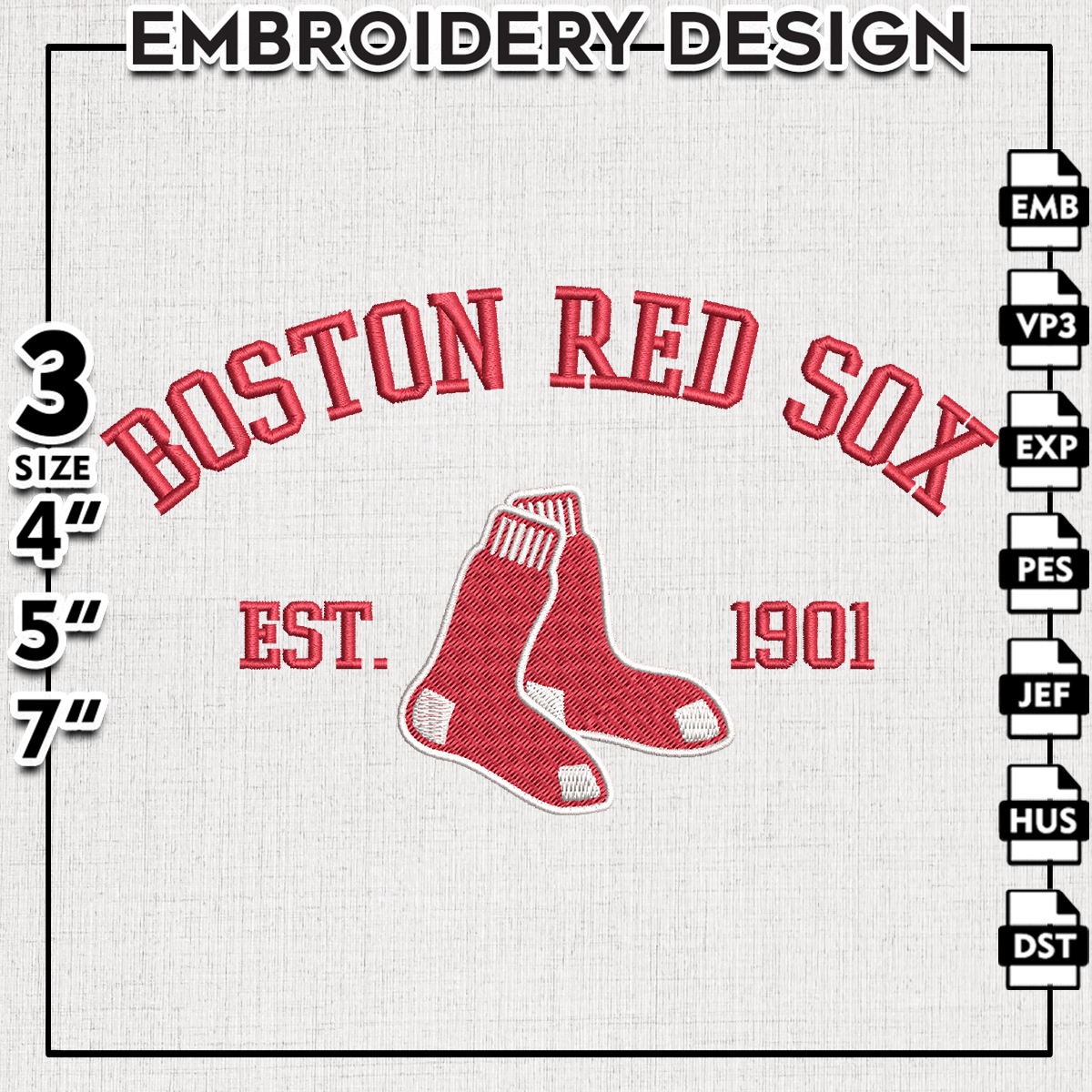 Boston Red Sox Est 1901 Embroidery Designs, MLB Red Sox Embroidery ...