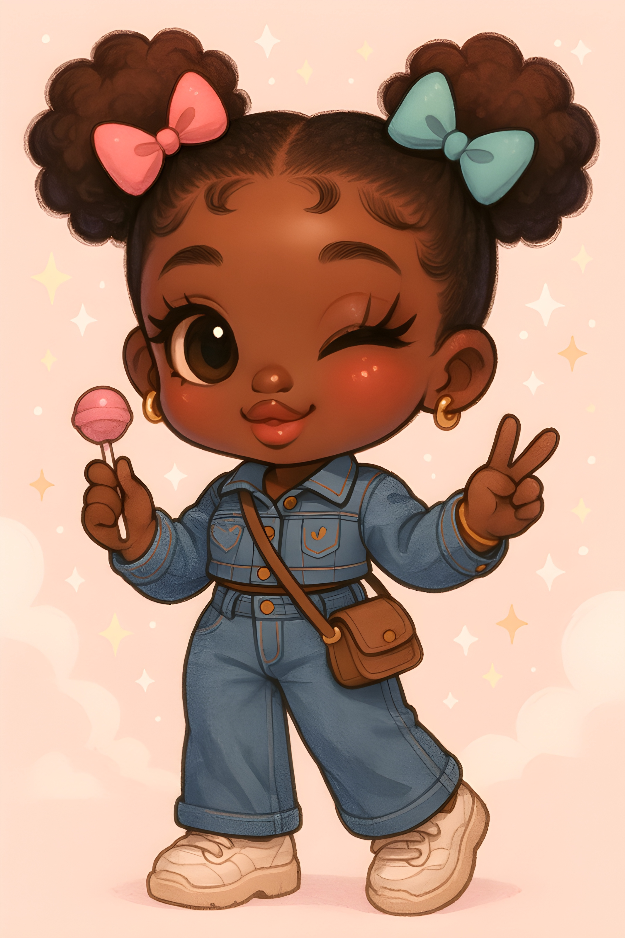 Afro Puff Melanin chibi girl - Payhip
