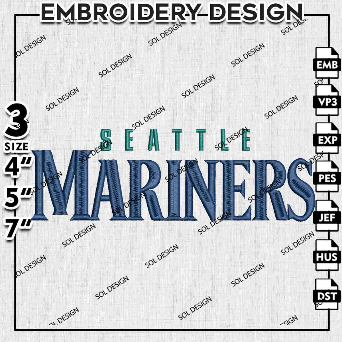 MLB Seattle Mariners Wordmark Logo Embroidery Designs, MLB Seattle ...