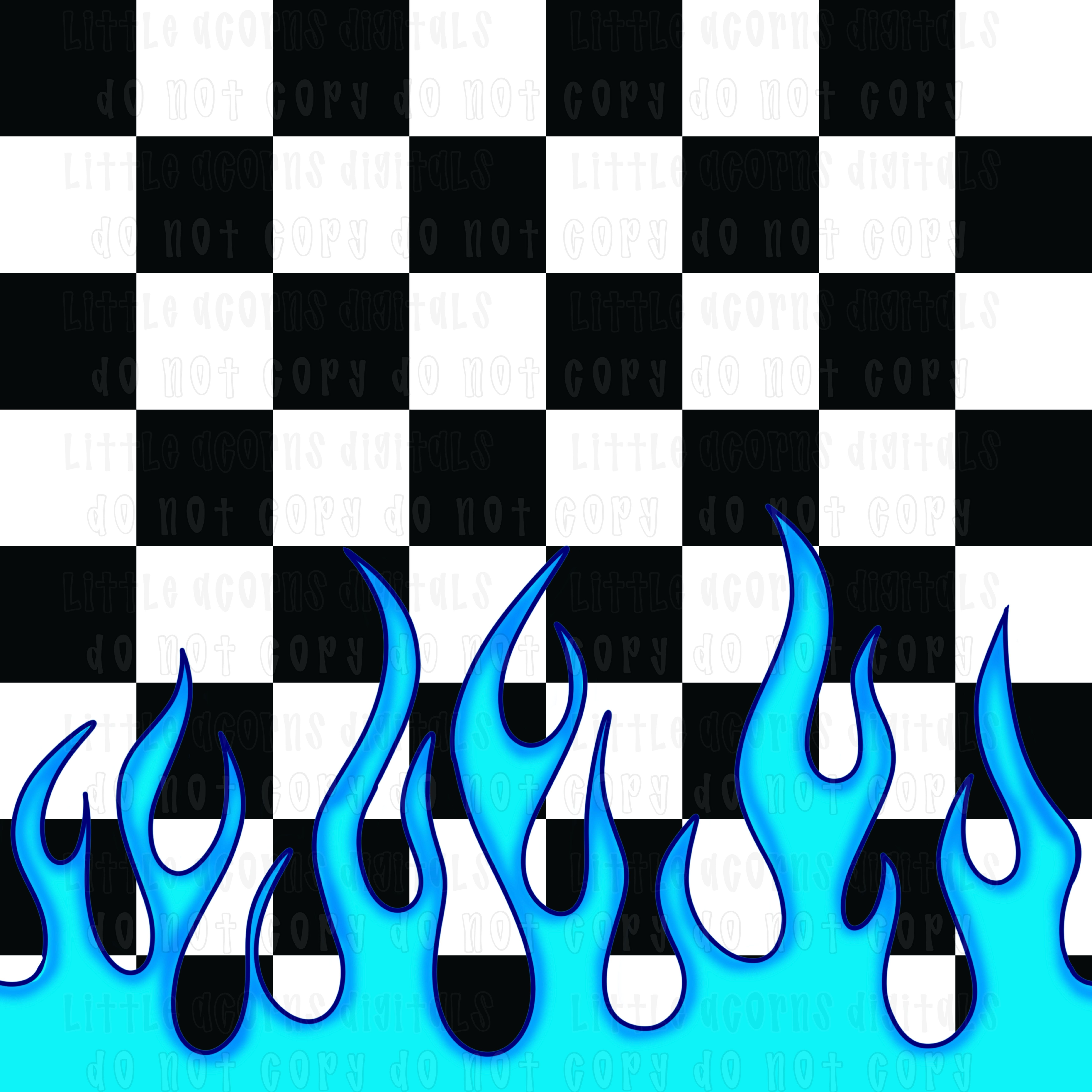 Checkered Blue Flame Digital Paper - Payhip