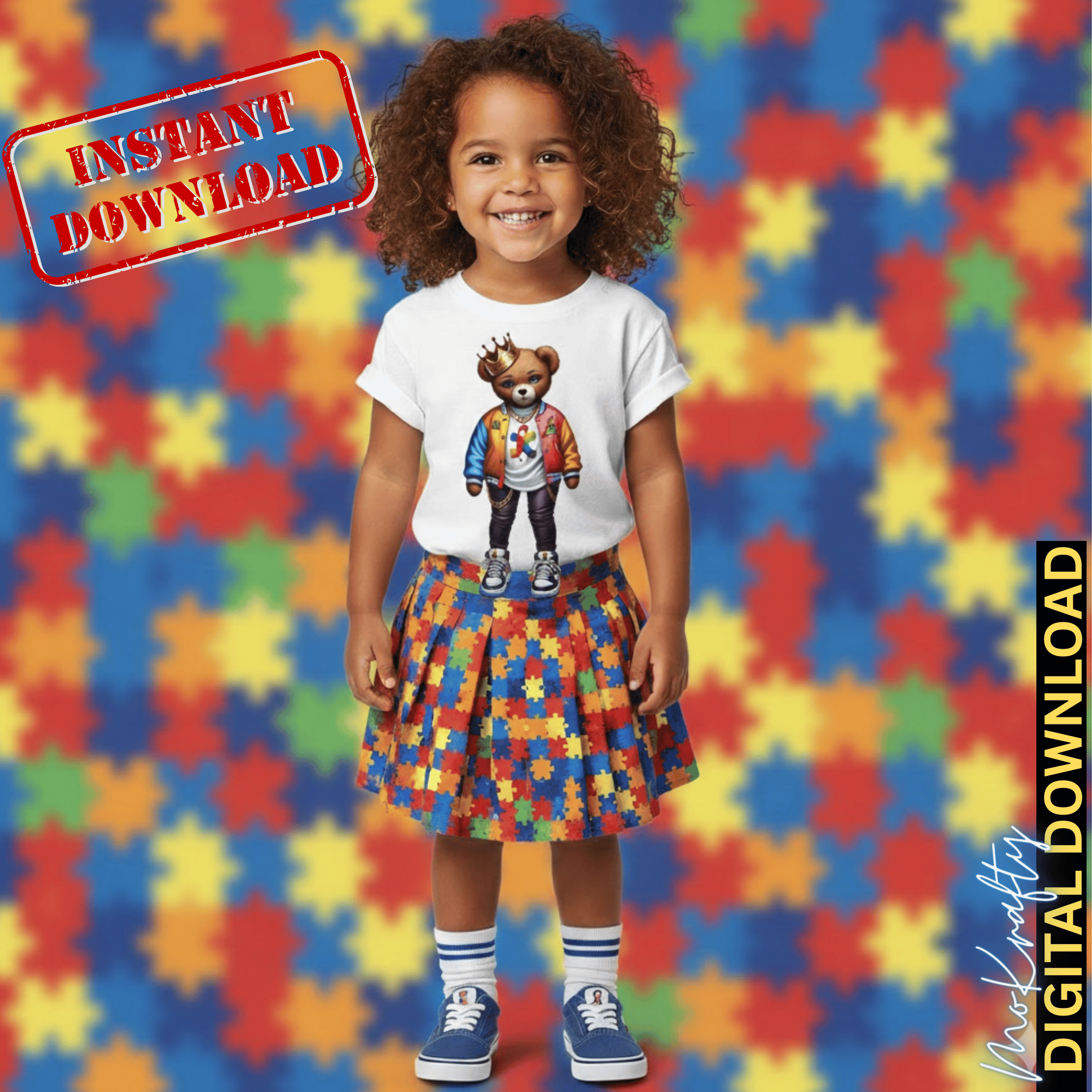 Autism Awareness Girl Bear PNG - Neurodiversity Queen Teddy Bear ...