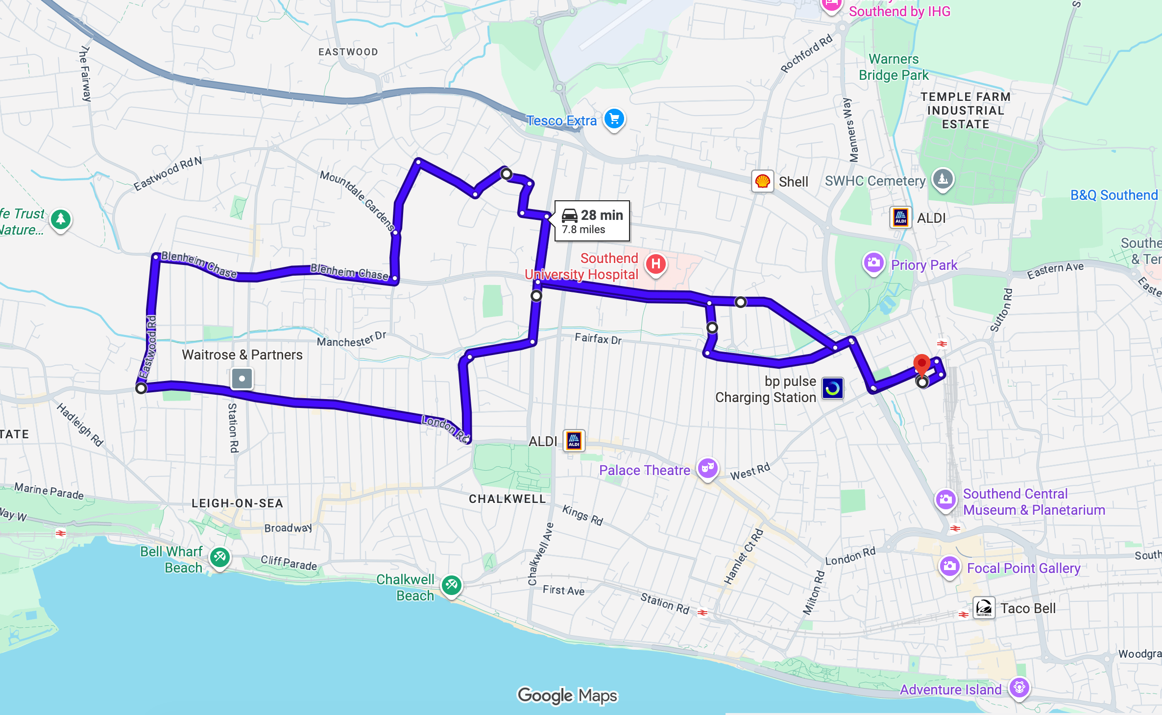 Southend-on-Sea Driving Test Centre | 4 Google Maps Practice Routes ...