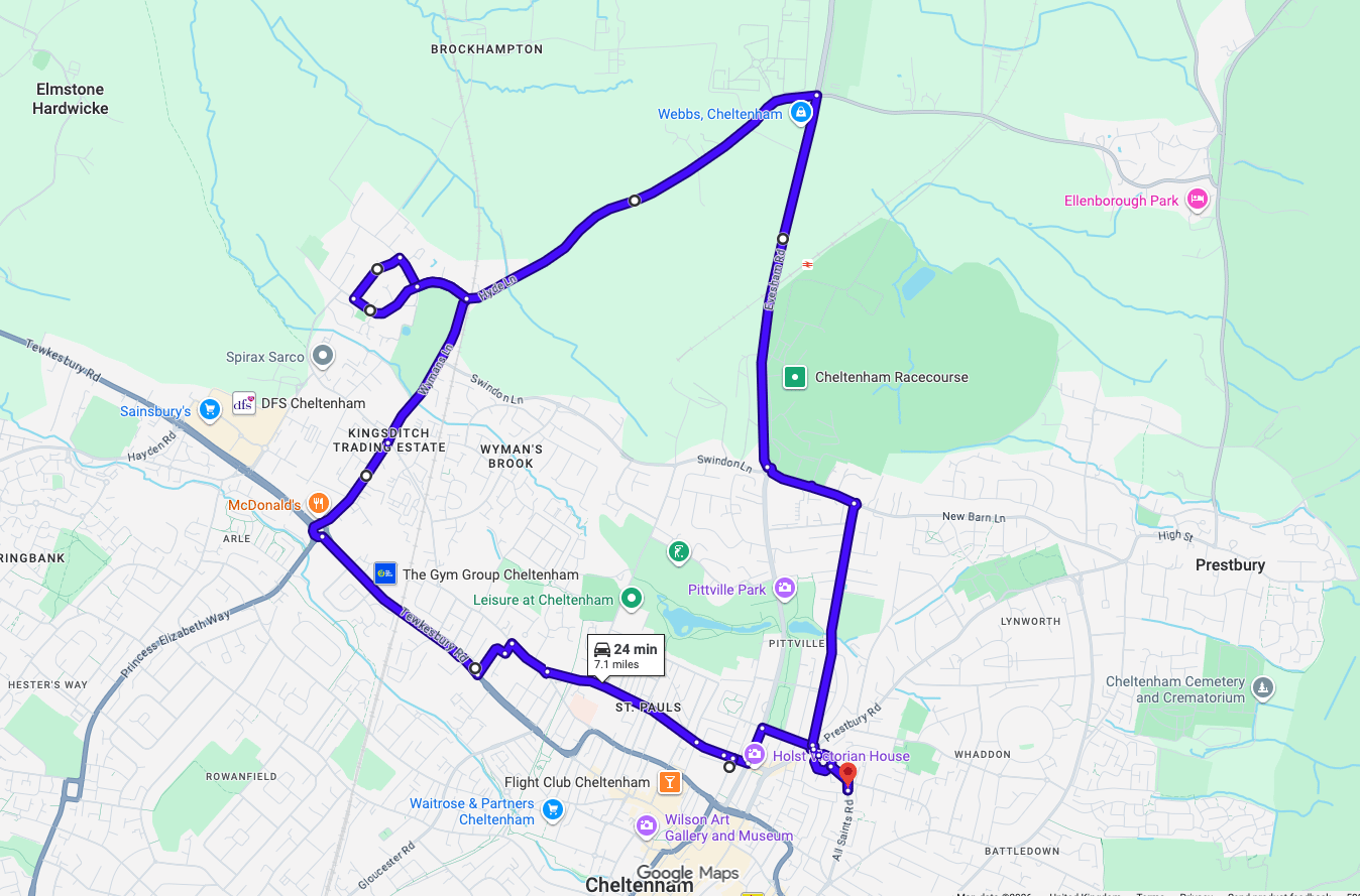 Cheltenham Driving Test Centre | 6 Google Maps Practice Routes (PDF ...