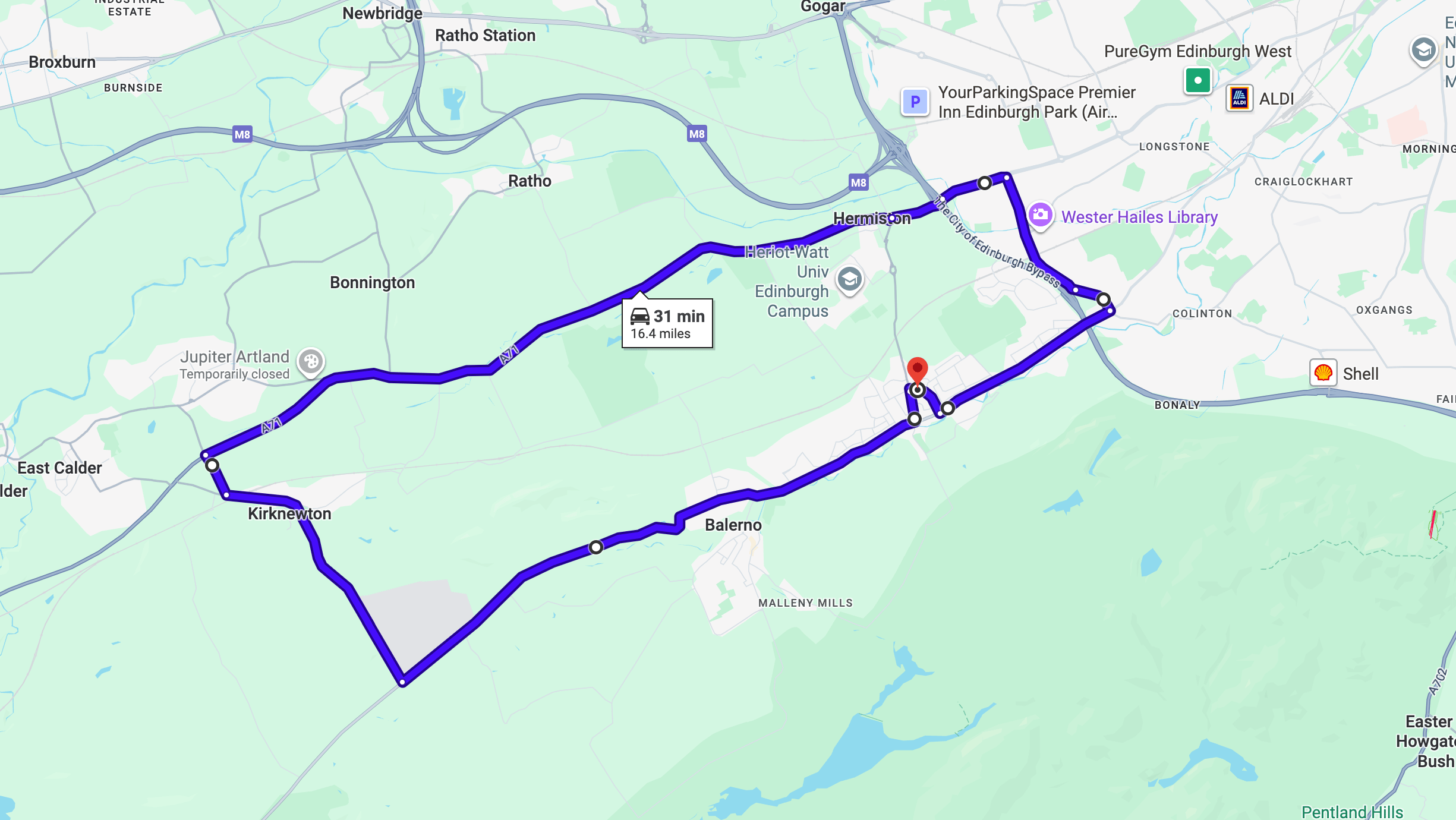 Edinburgh (Currie) Driving Test Centre | 5 Google Maps Practice Routes ...