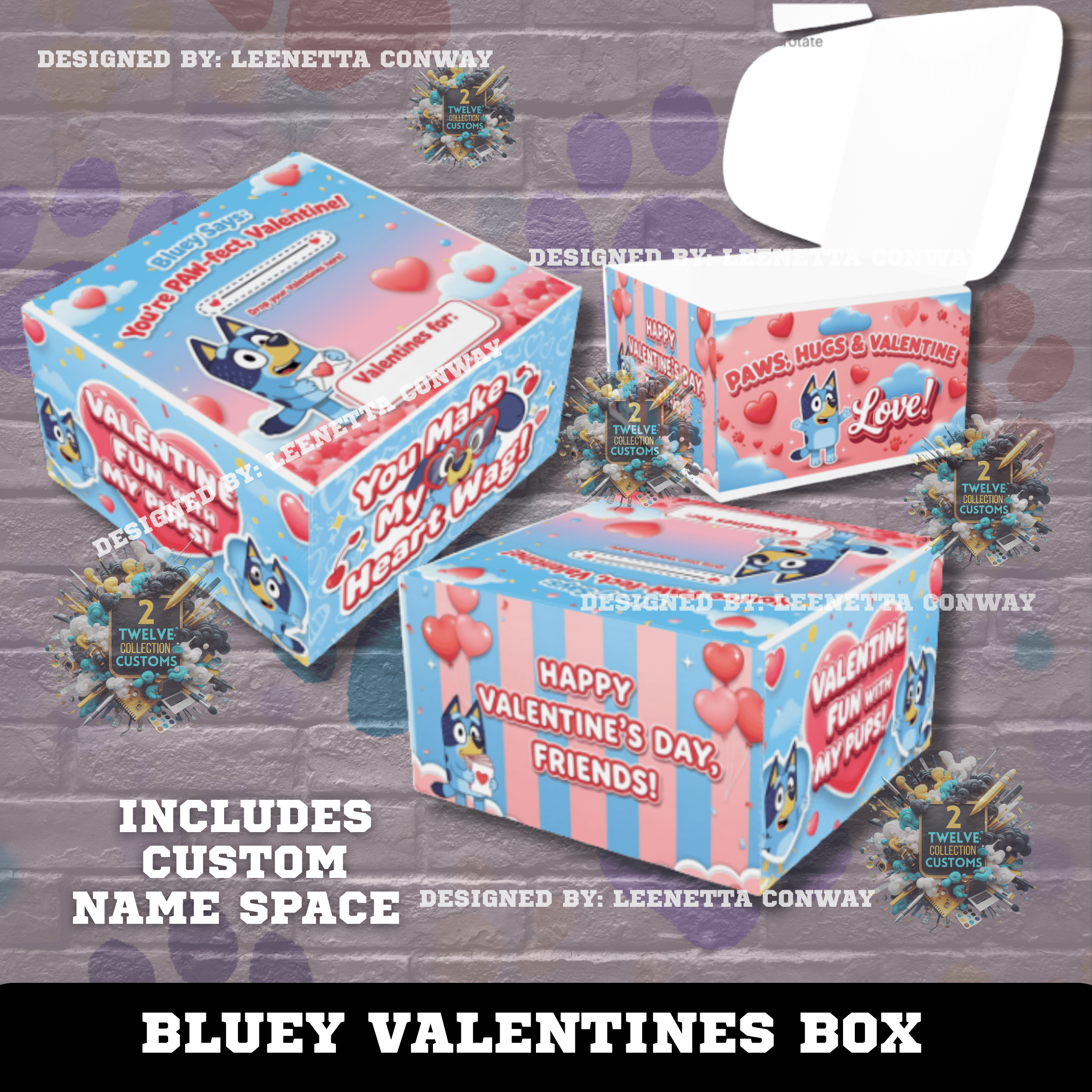 Bluey Valentine’s Box Canva Template | Custom Kids Valentine Box ...