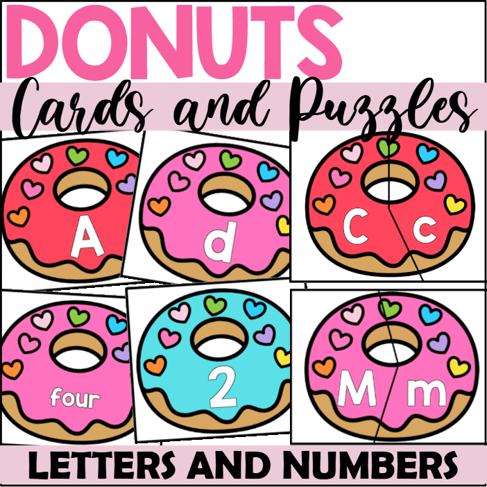 Donut Alphabet and Number Cards and Puzzles