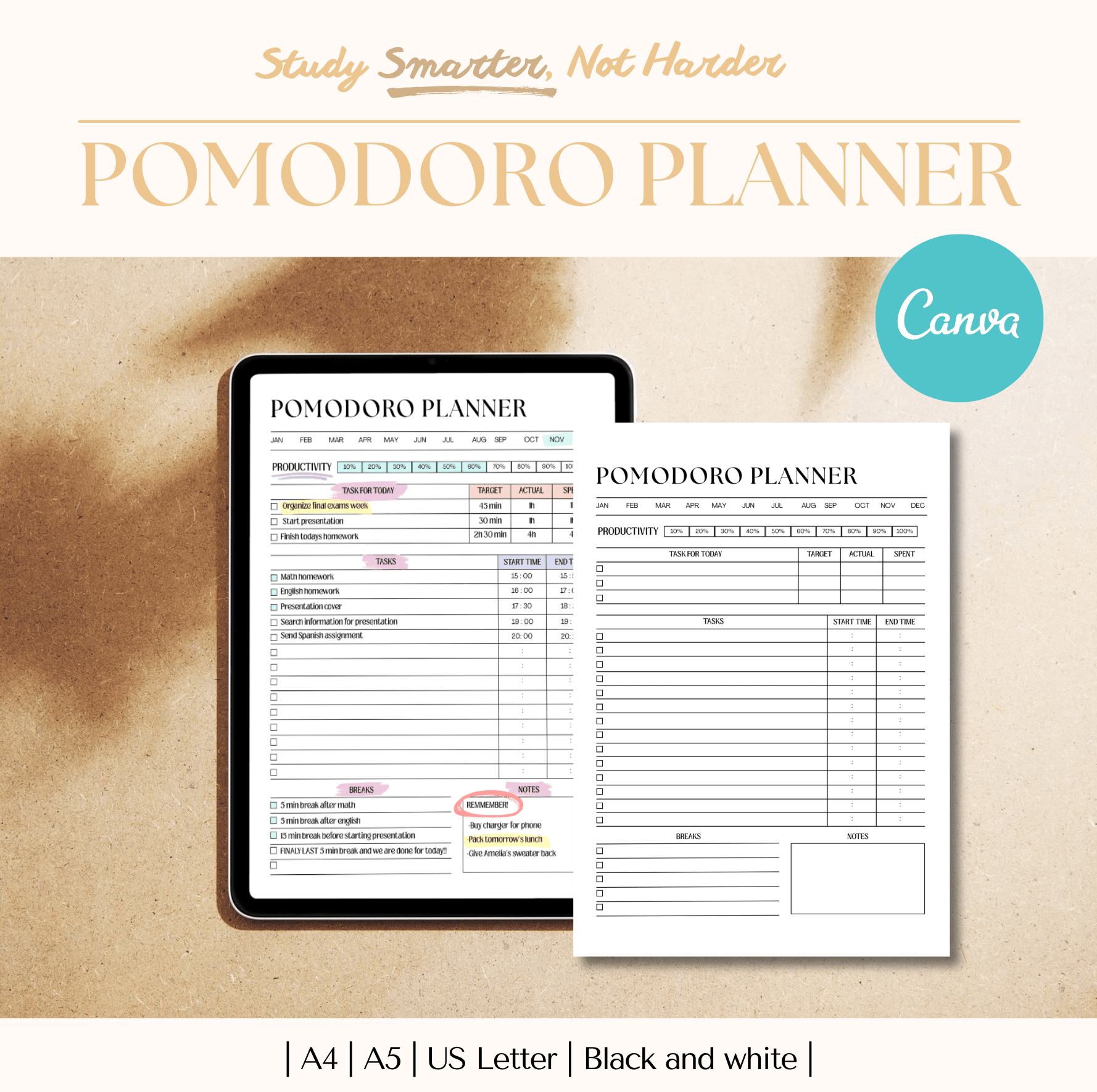 Student Focus & Pomodoro Time Planner — End Study Distractions with a ...