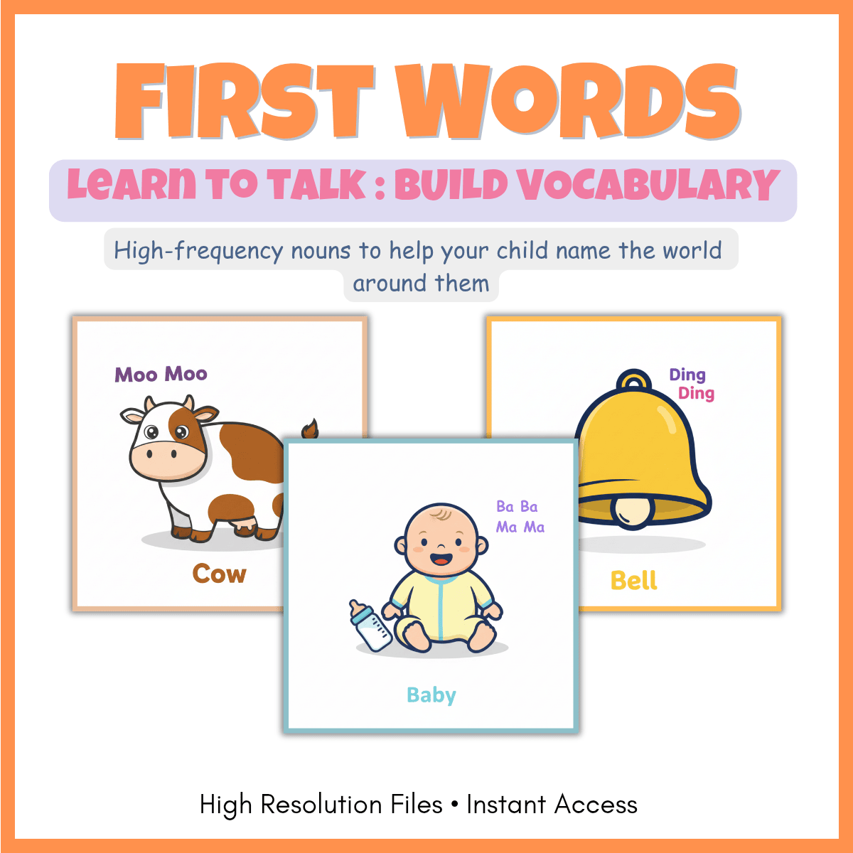 First Words Speech Therapy Printable Flashcards: Easy Words & Fun ...