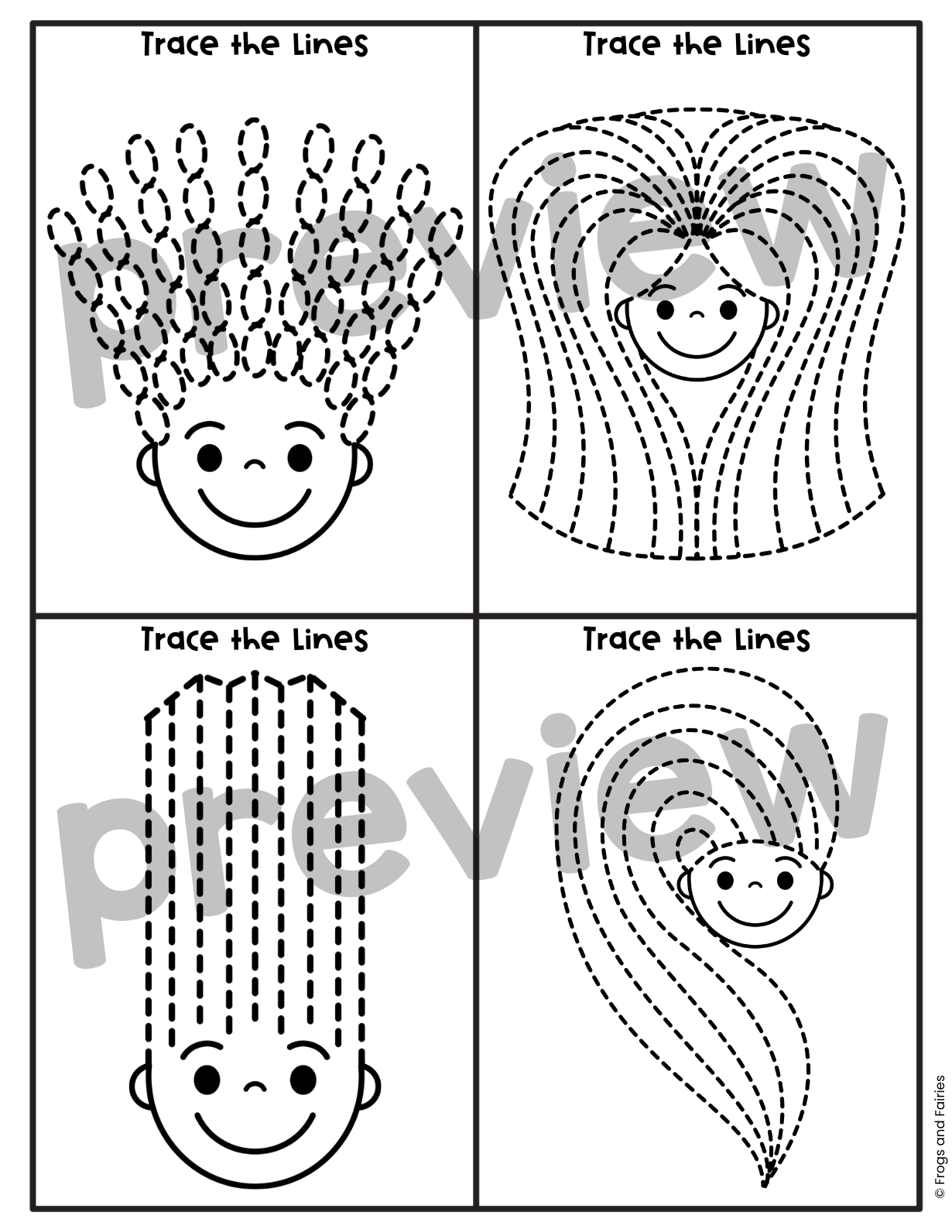 Crazy Hair Tracing Activities for Fine Motor Skills – Pencil Control ...