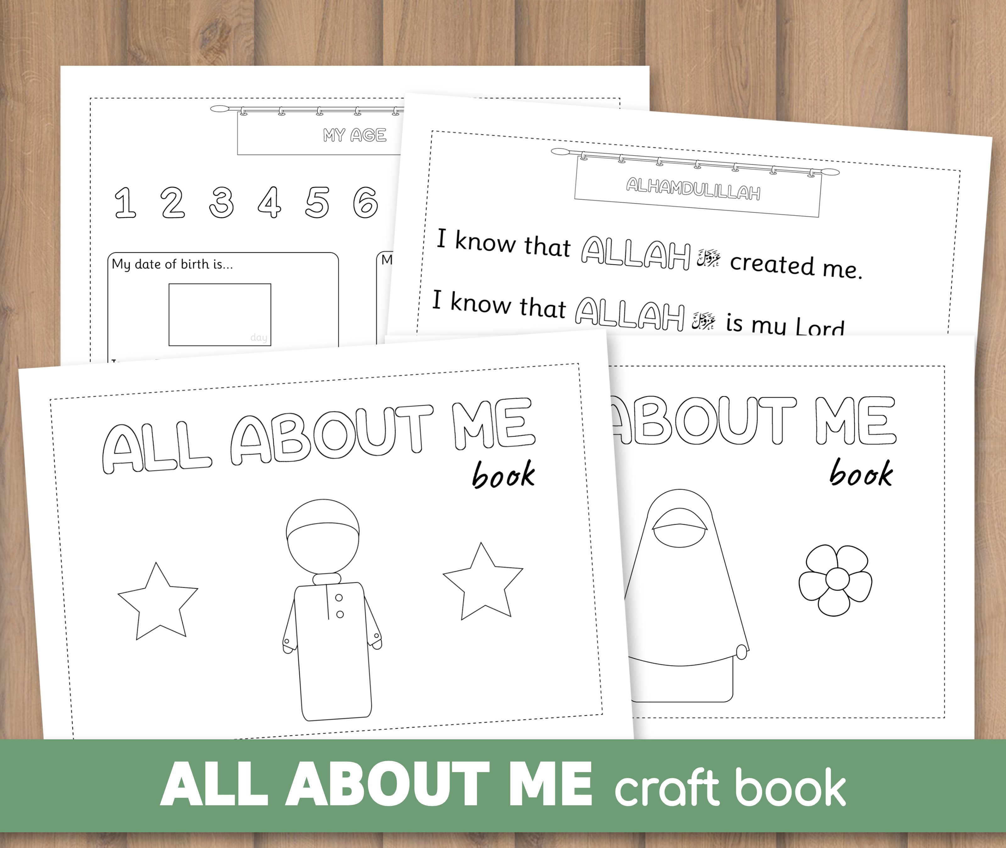 All About Me Muslim Kids craft book – Instant Download