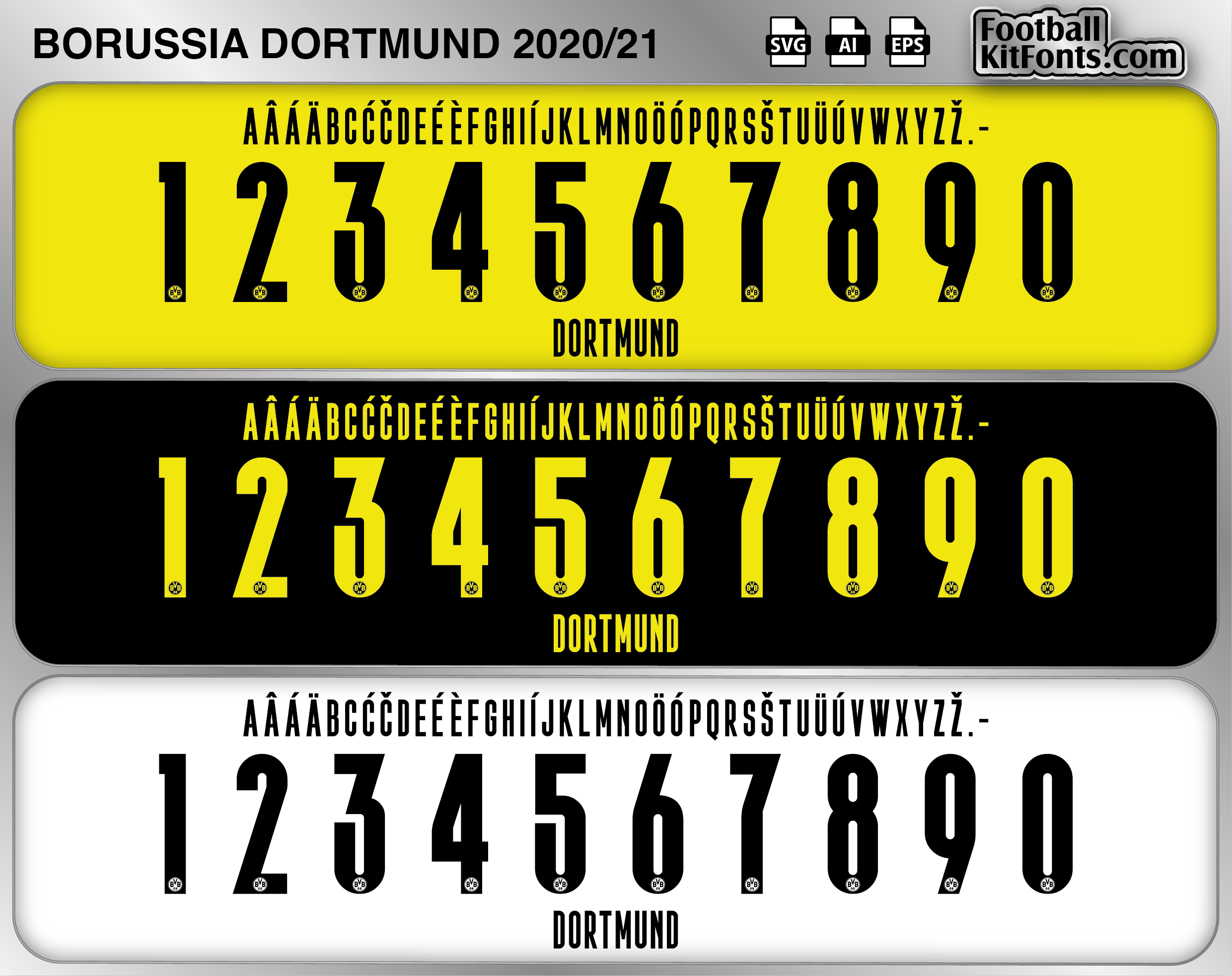 Borussia Dortmund 2020-21 Vector Font