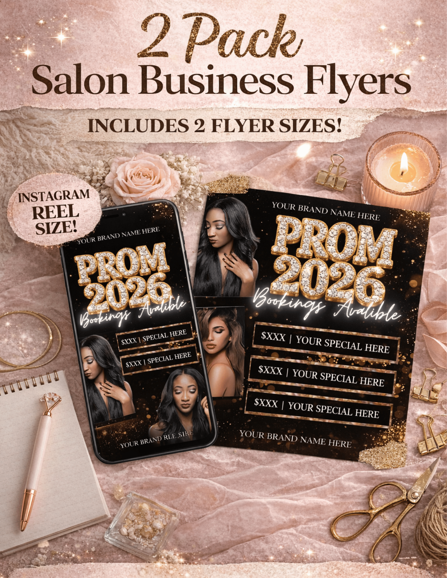 Salon Prom Flyer Template Bundle (Canva Editable) - Payhip