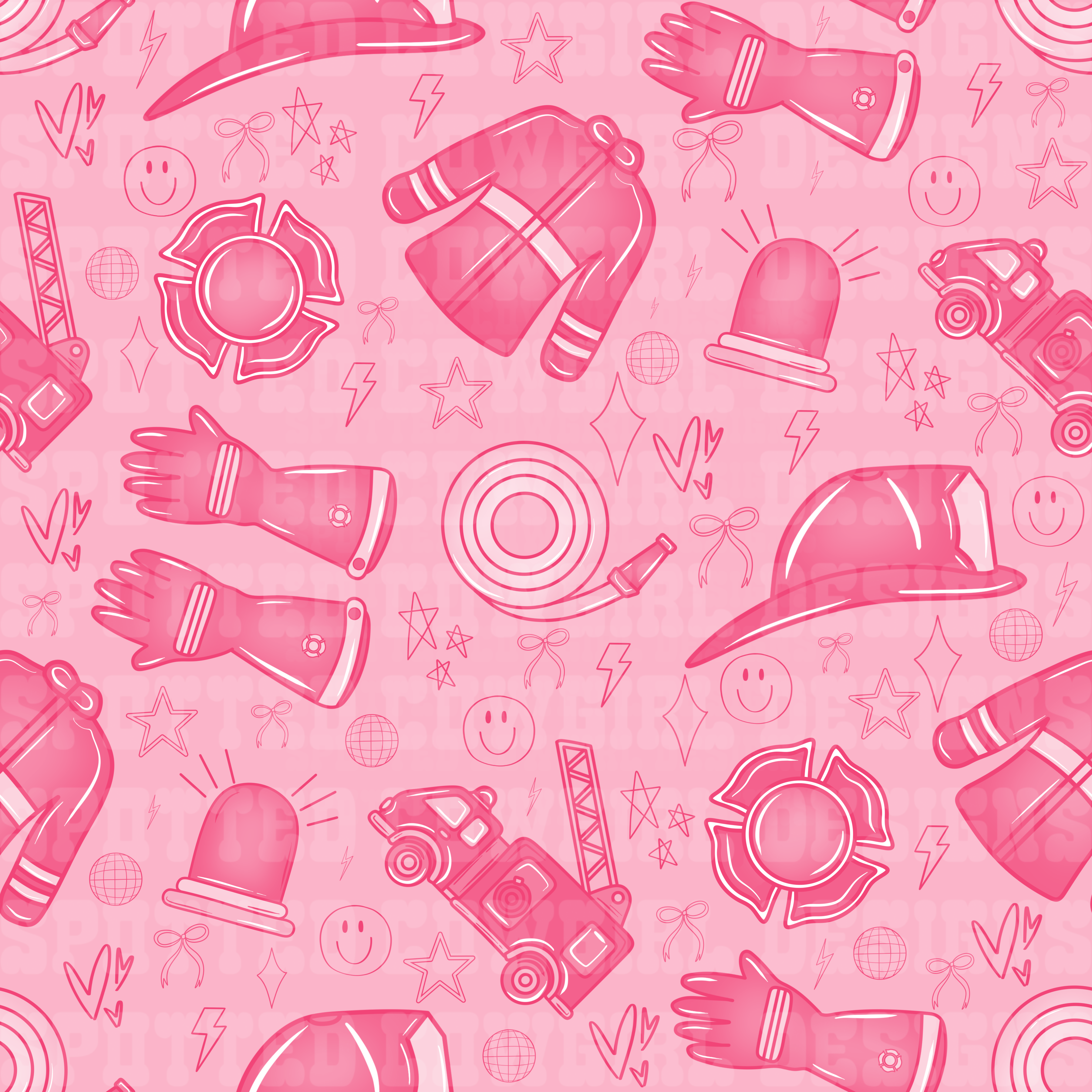 Pink Doodle Firefighter Seamless Pattern | Feb 2026 - Payhip