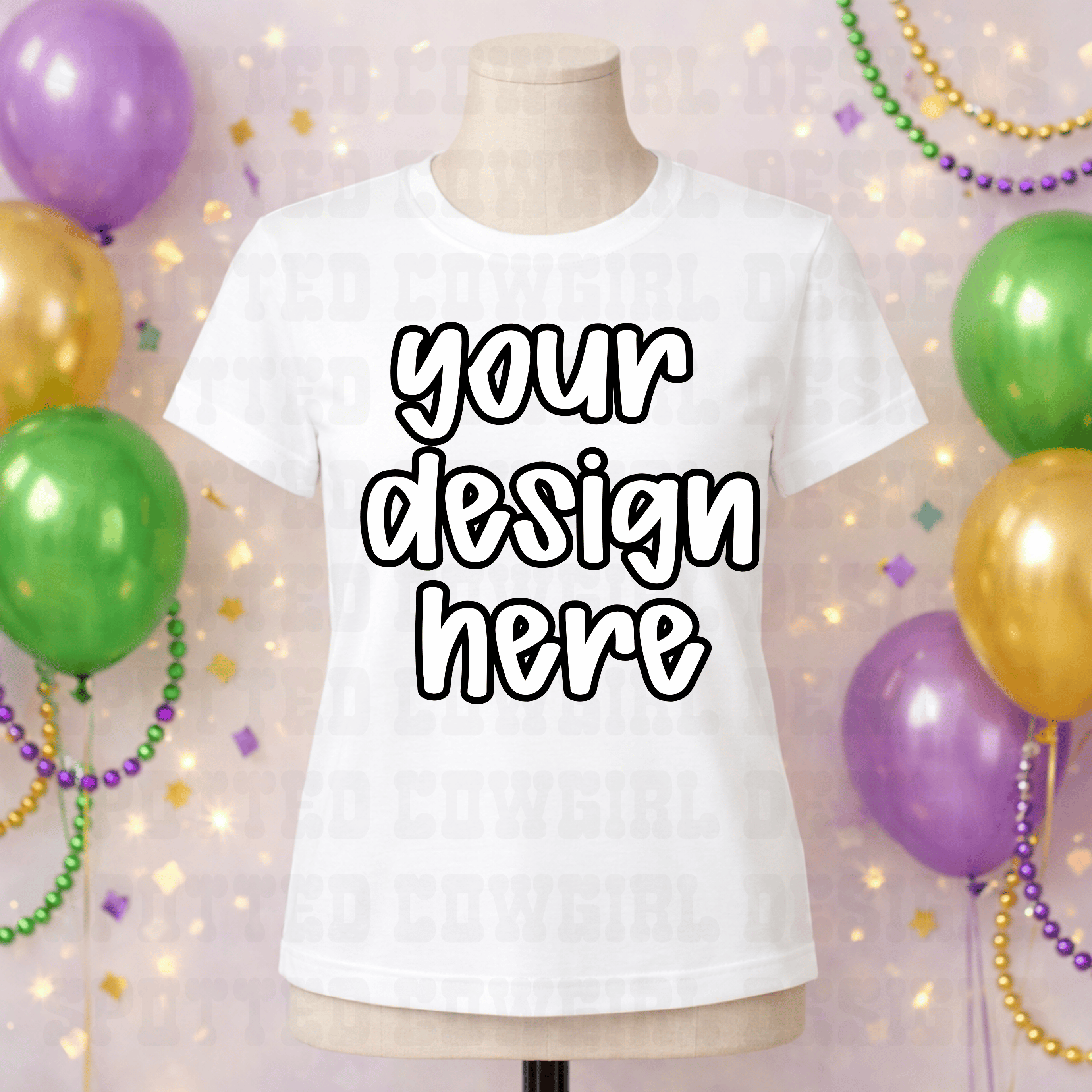 White Tee Mardi Gras Mockup | Feb 2026 - Payhip