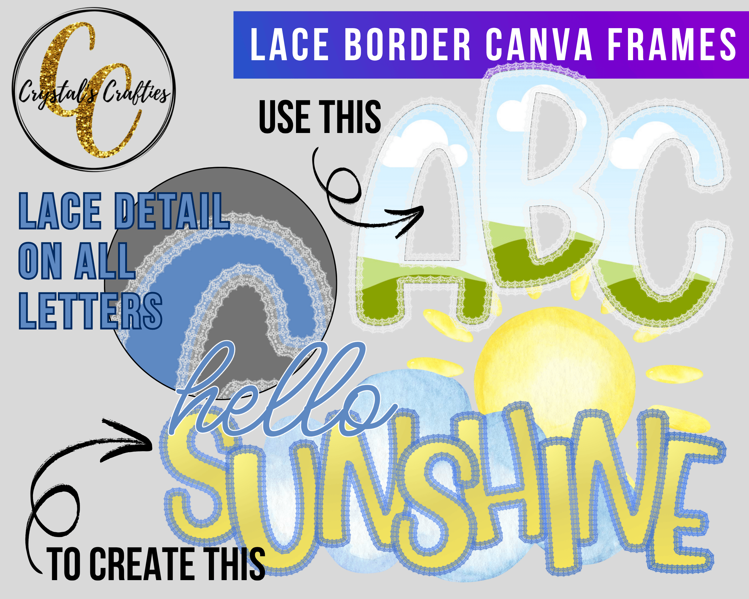 Lace Border Canva Letter Frames - Payhip