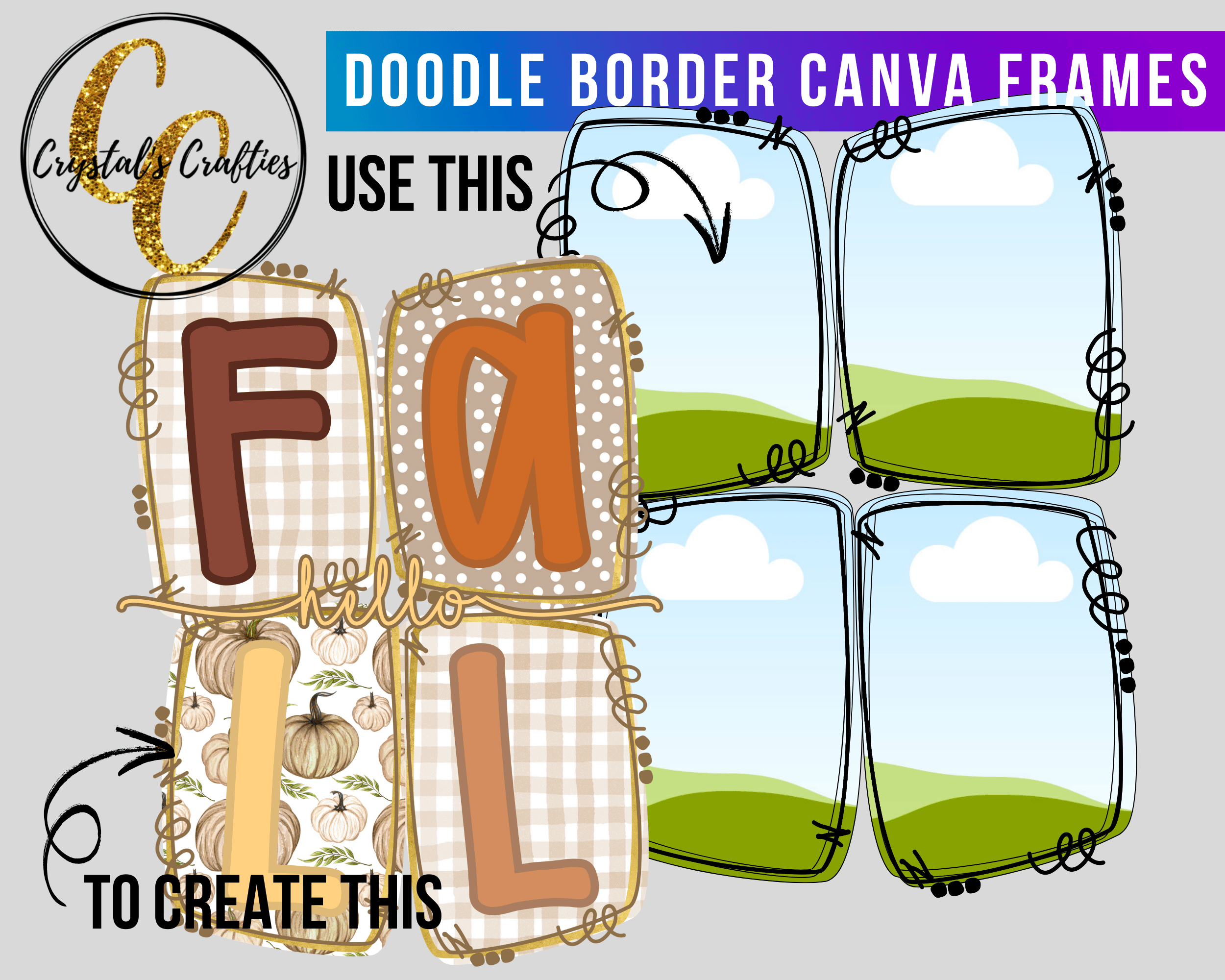Square Grid Doodle Border Canva Frames - Payhip