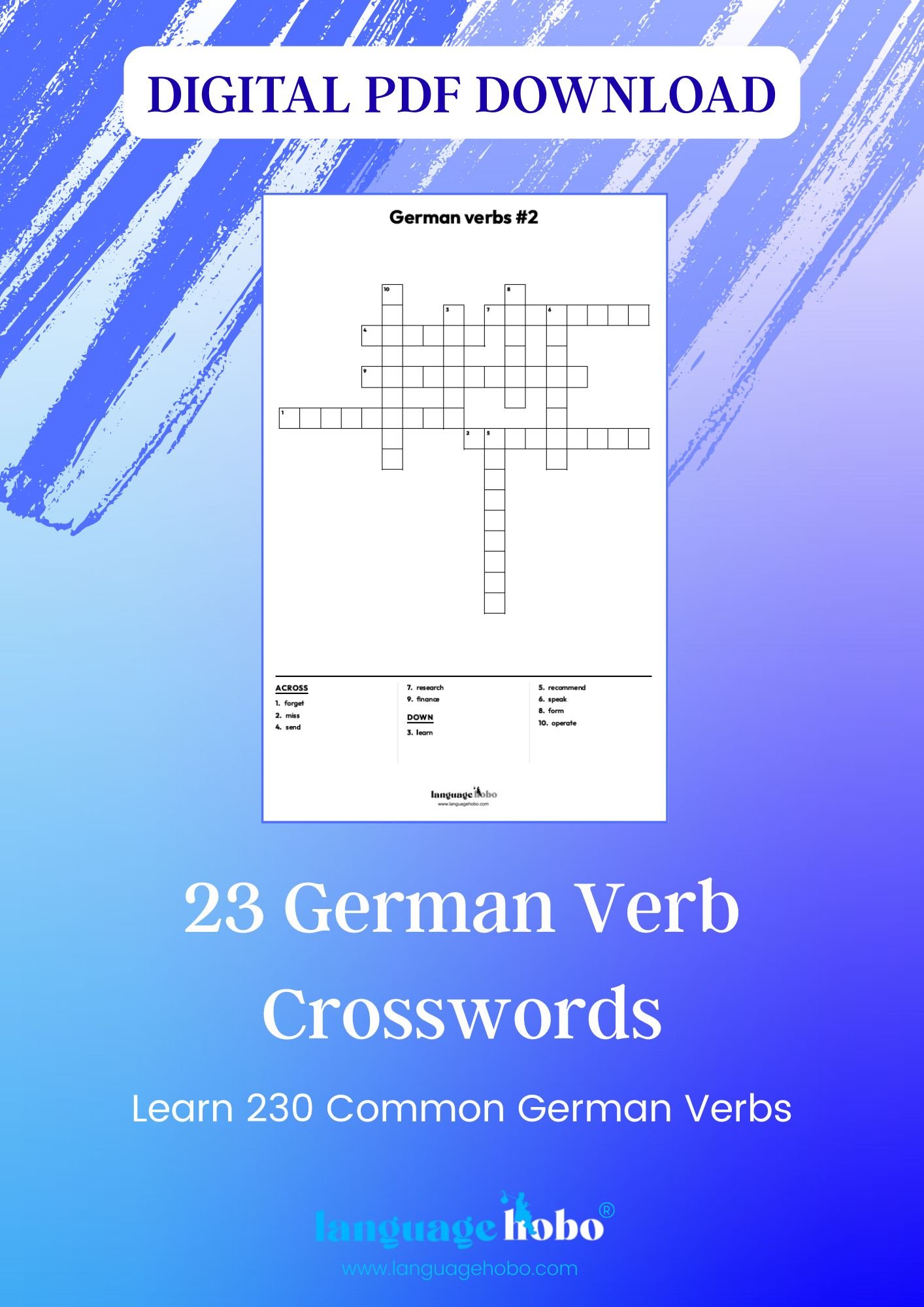 23 GERMAN Verb Crossword Puzzles [PDF DOWNLOAD] - Payhip