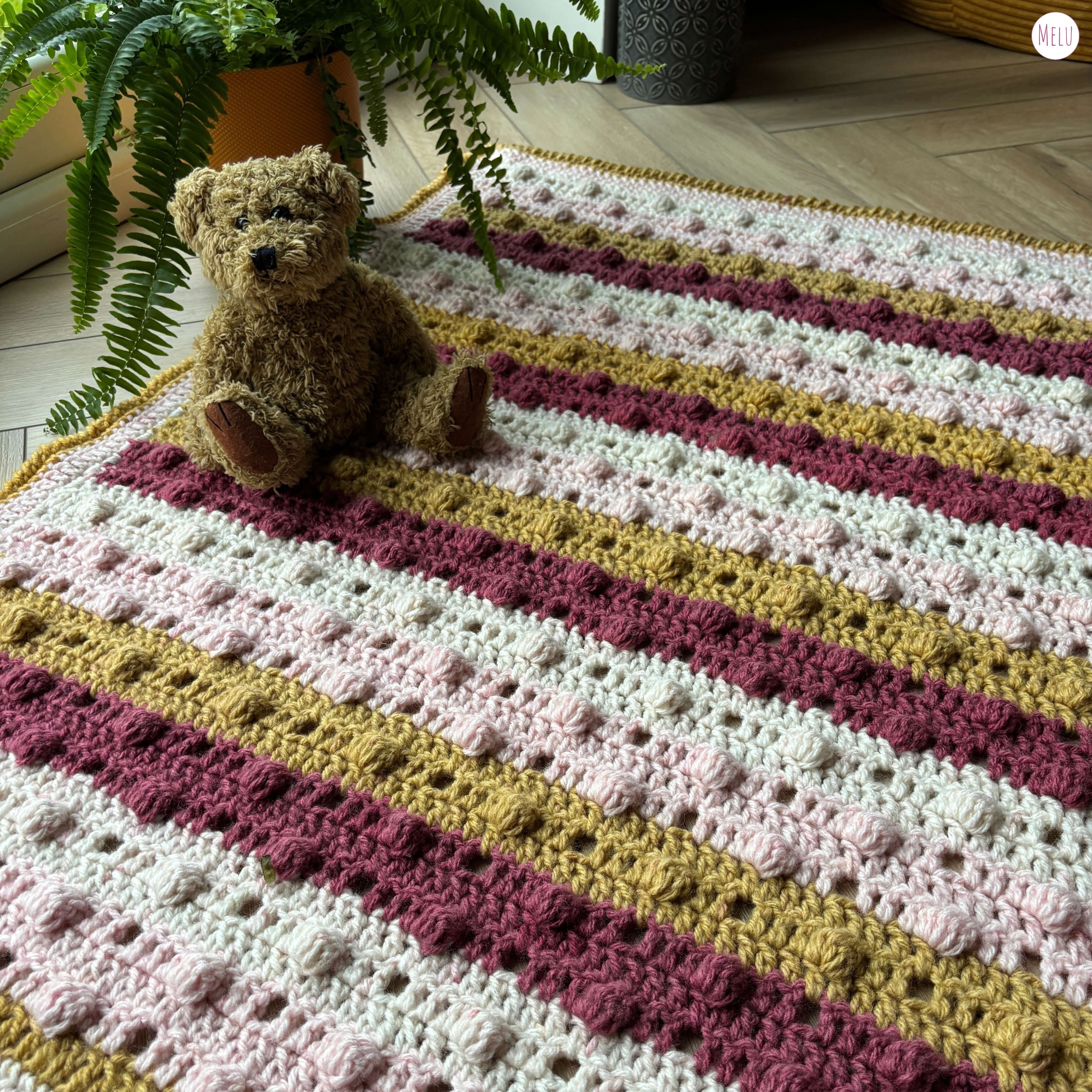 Dotty about Bobbles! Aran Blanket Pattern by Melu Crochet beginner UK ...
