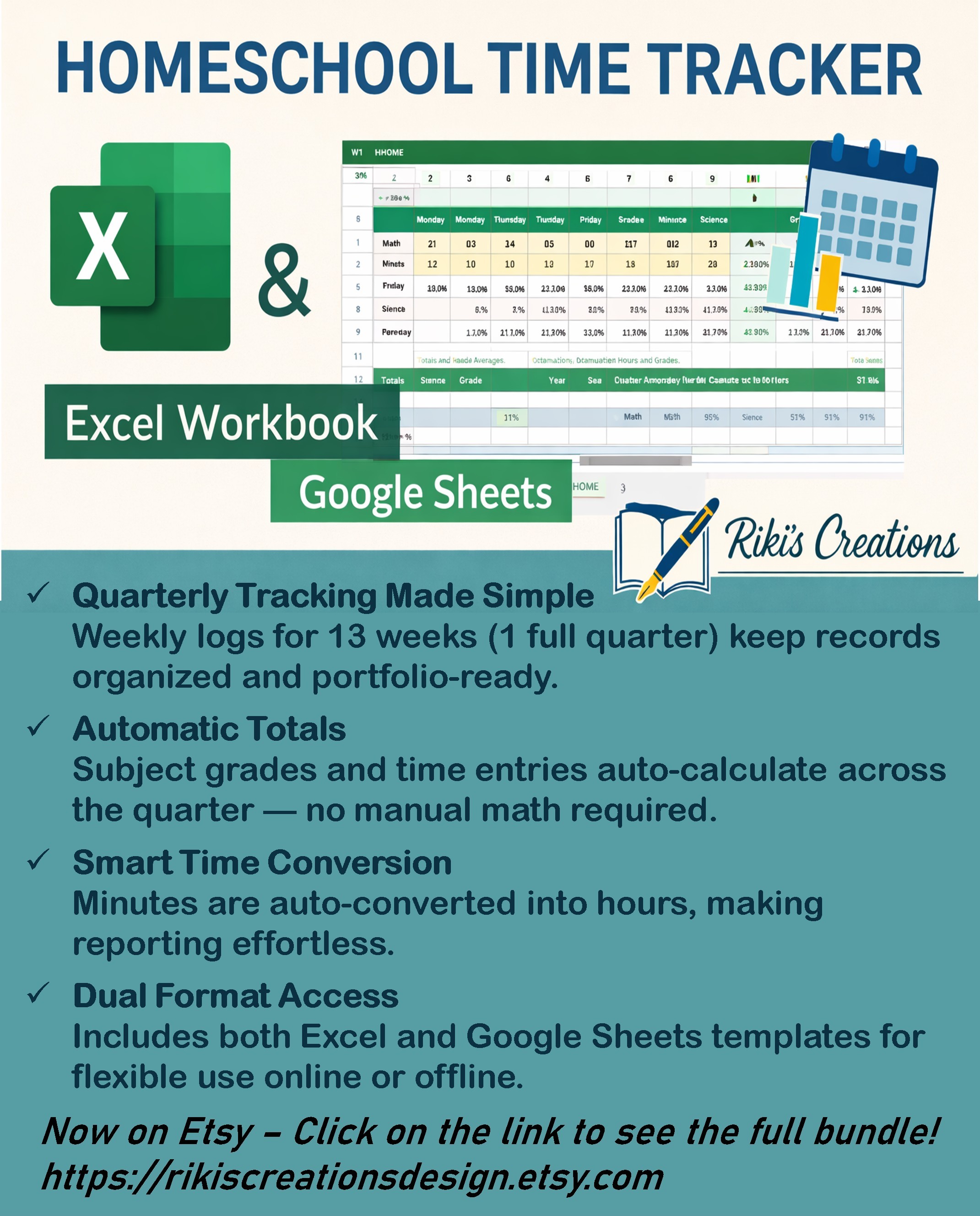 Homeschool Time and Grade Tracker | Weekly Log, Subject Hours ...