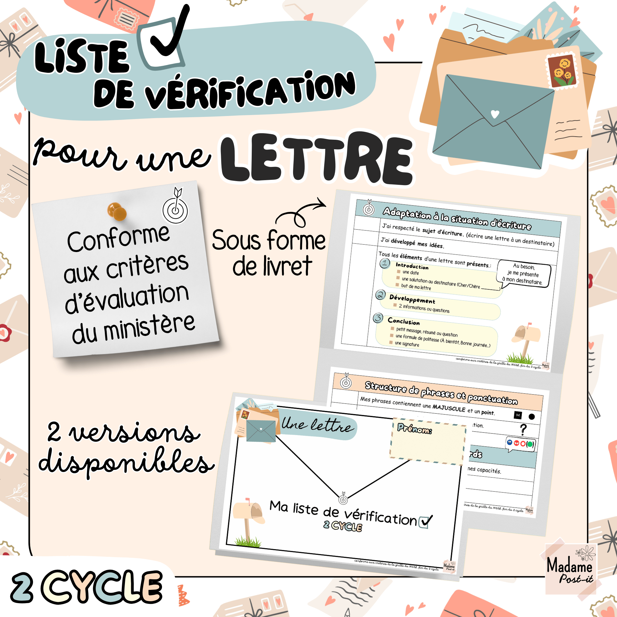 Liste de vérification: Une lettre (2 cycle) - Payhip