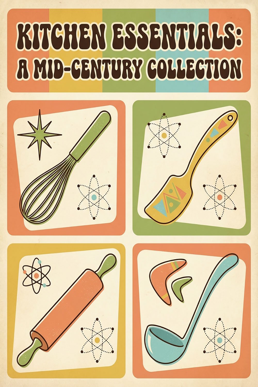 1950s Kitchen Tools Poster - Retro Cooking Wall Art - Payhip