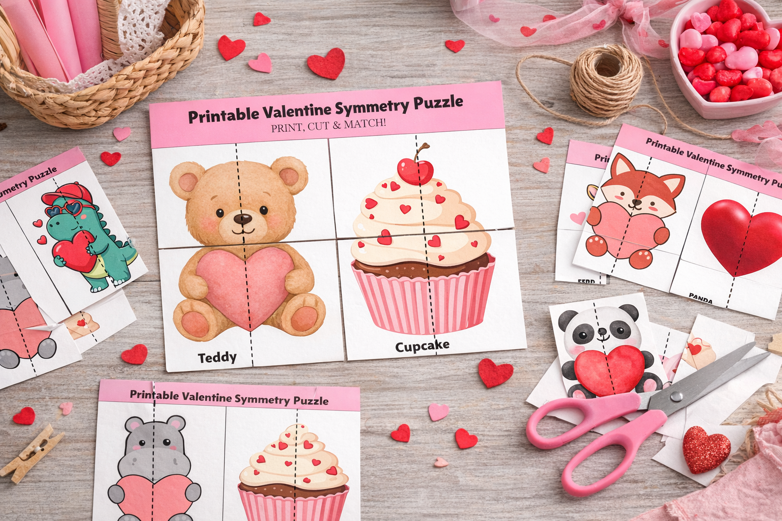 Printable Valentine Symmetry Puzzles – PDF Instant Download - Payhip