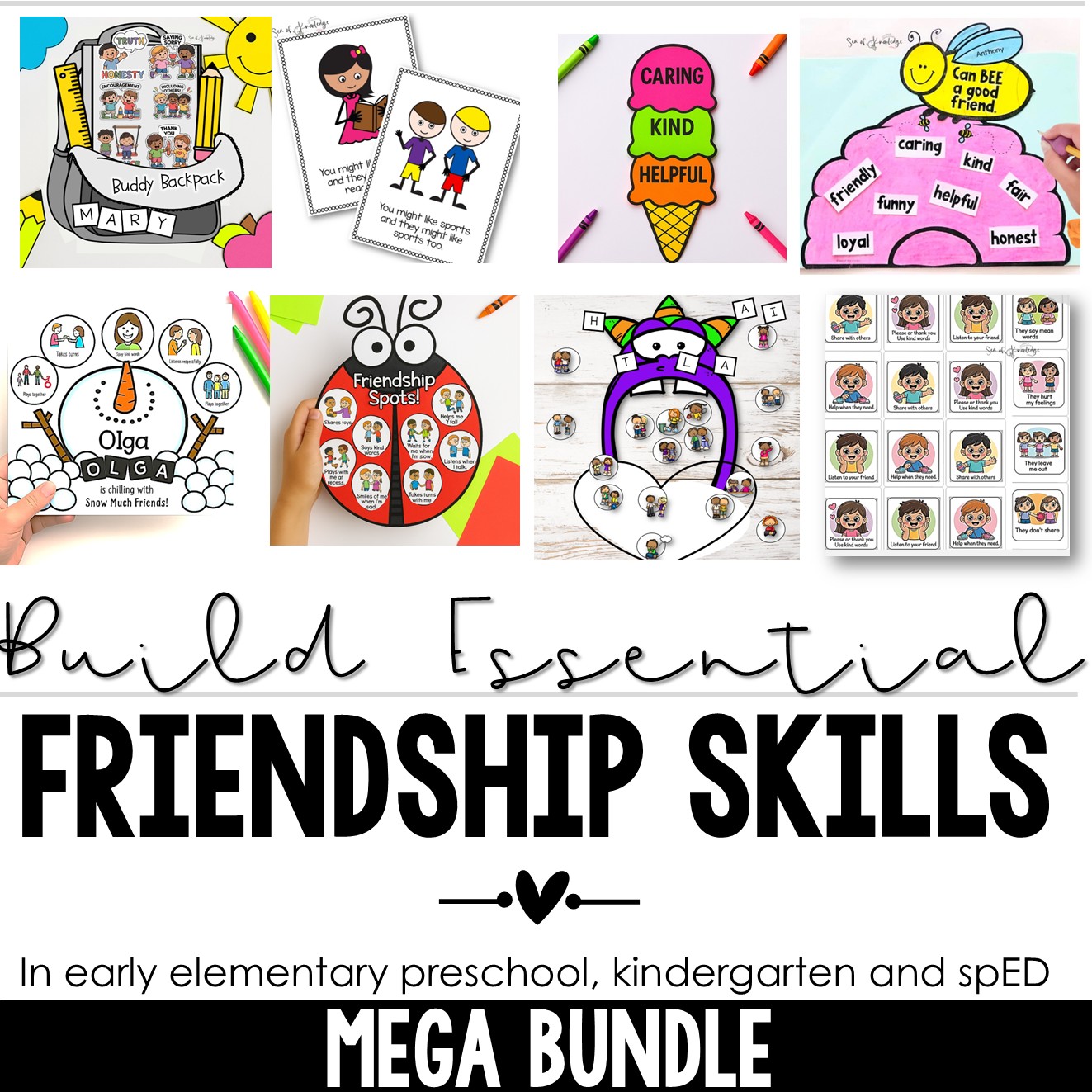 Friendship Bingo Crafts Lessons Activities Coloring Bundle for Early ...