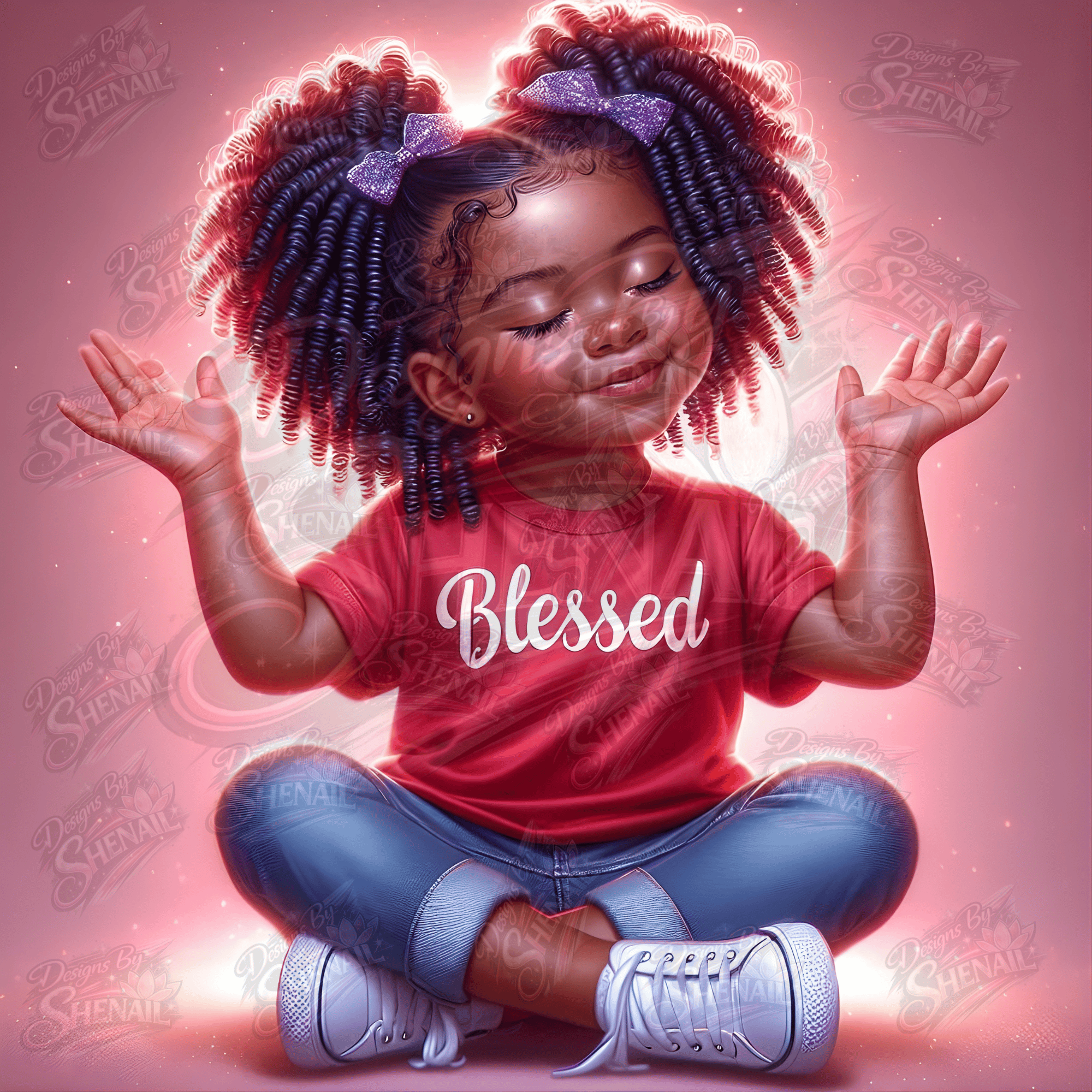 🧸 Blessed Baby Girl Clipart PNG | Afro Puffs Toddler Illustration ...