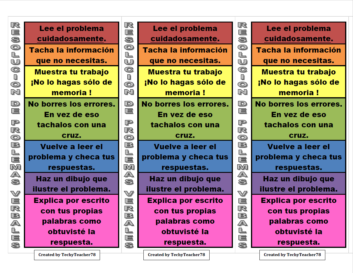 Bookmarks - Math Problem-Solving Strategies (SPANISH) - Payhip