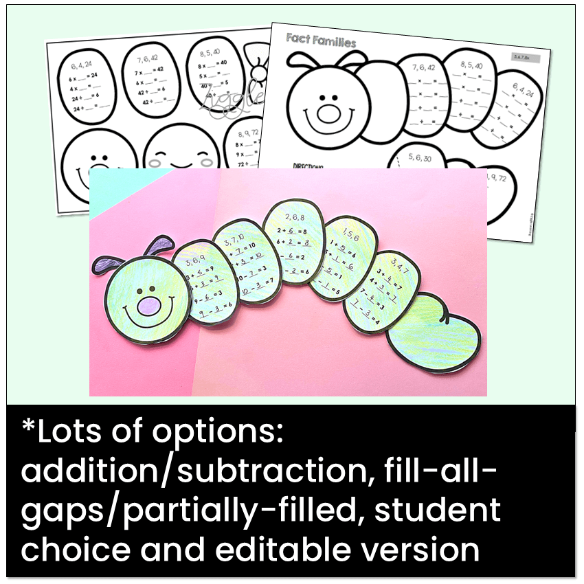 Spring Caterpillar Fact Families Craft Addition Multiplication Math ...