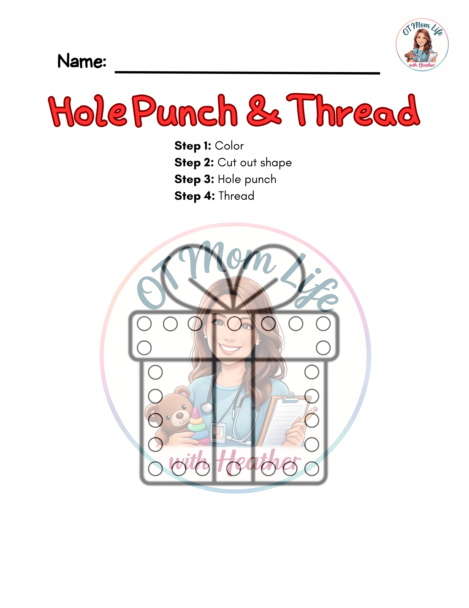 Valentine's Day Hole Punch & Thread Activity Sheet - Payhip