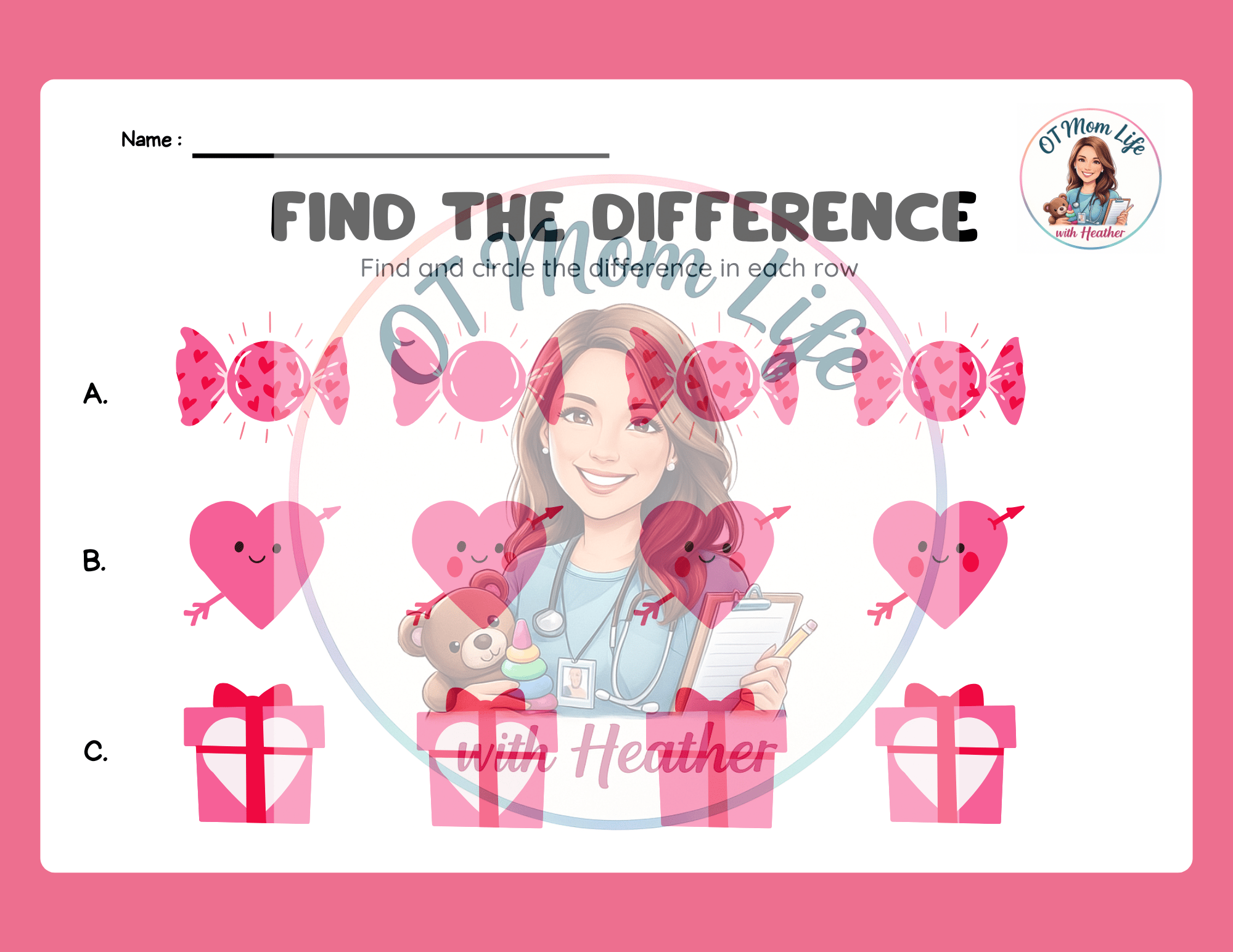 Valentine's Day Spot The Difference Activity Sheet - Payhip