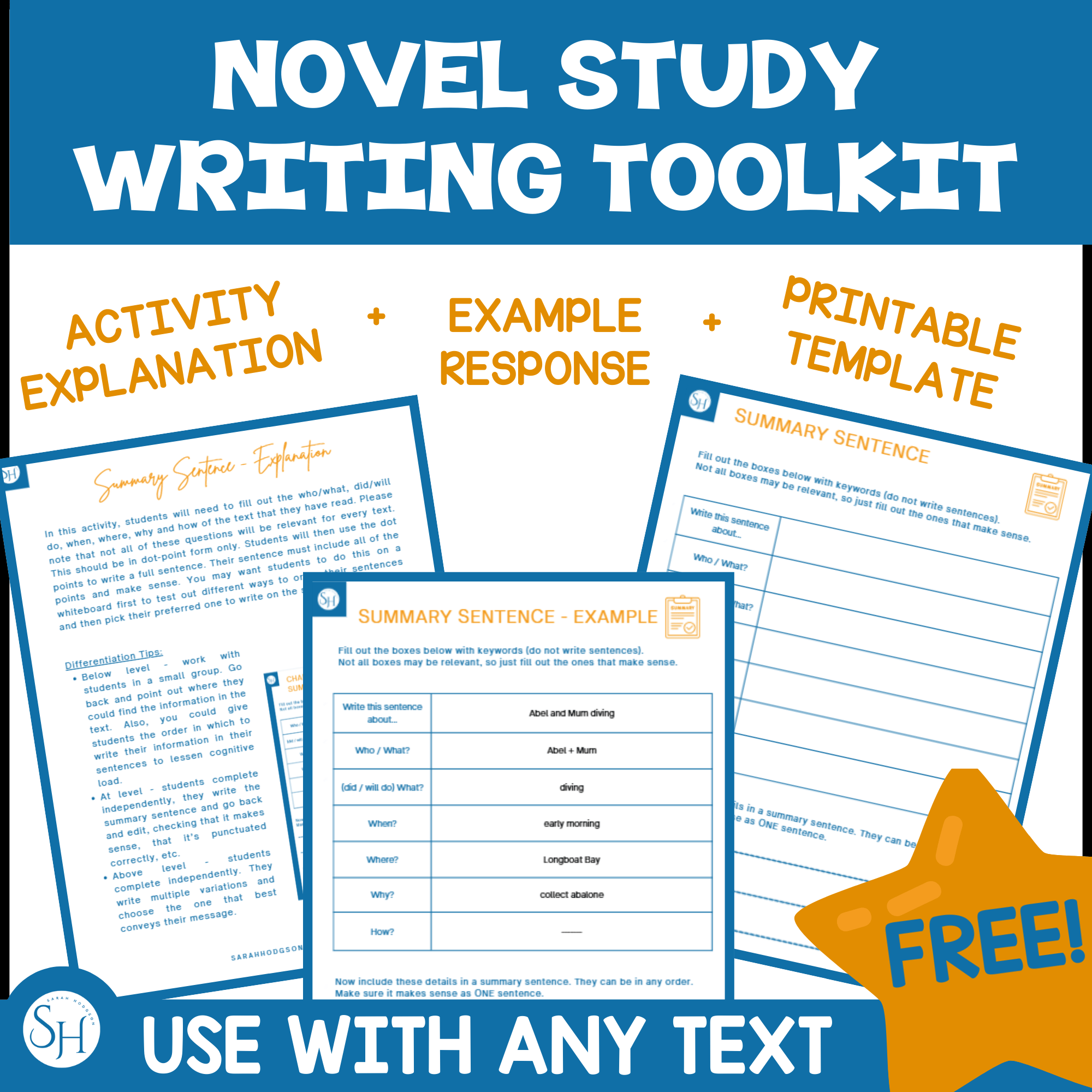 FREE Novel Study Any Book | Reading Response & Writing Toolkit