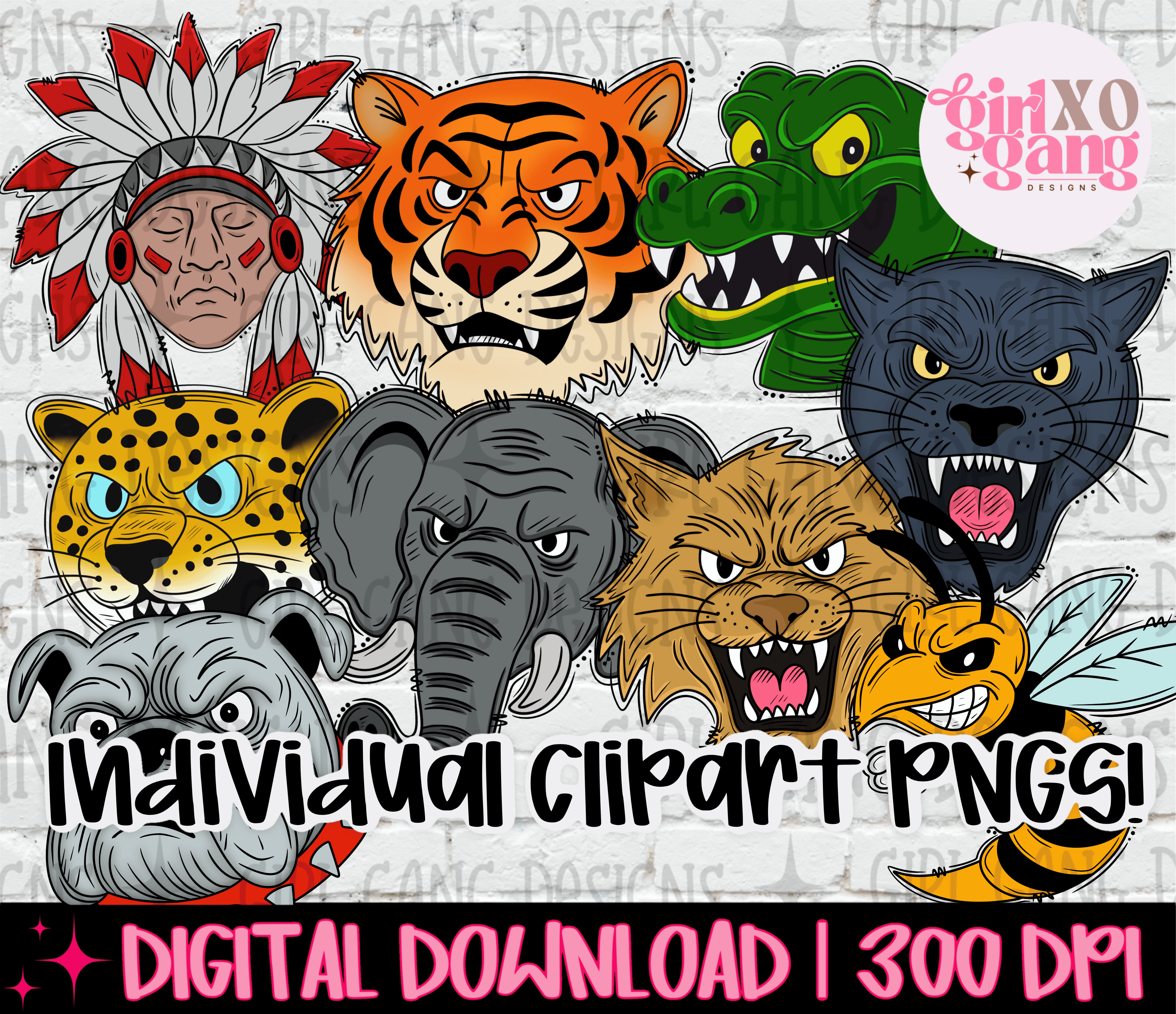 9 Mascot clipart png bundle, doodle mascot pngs - Payhip