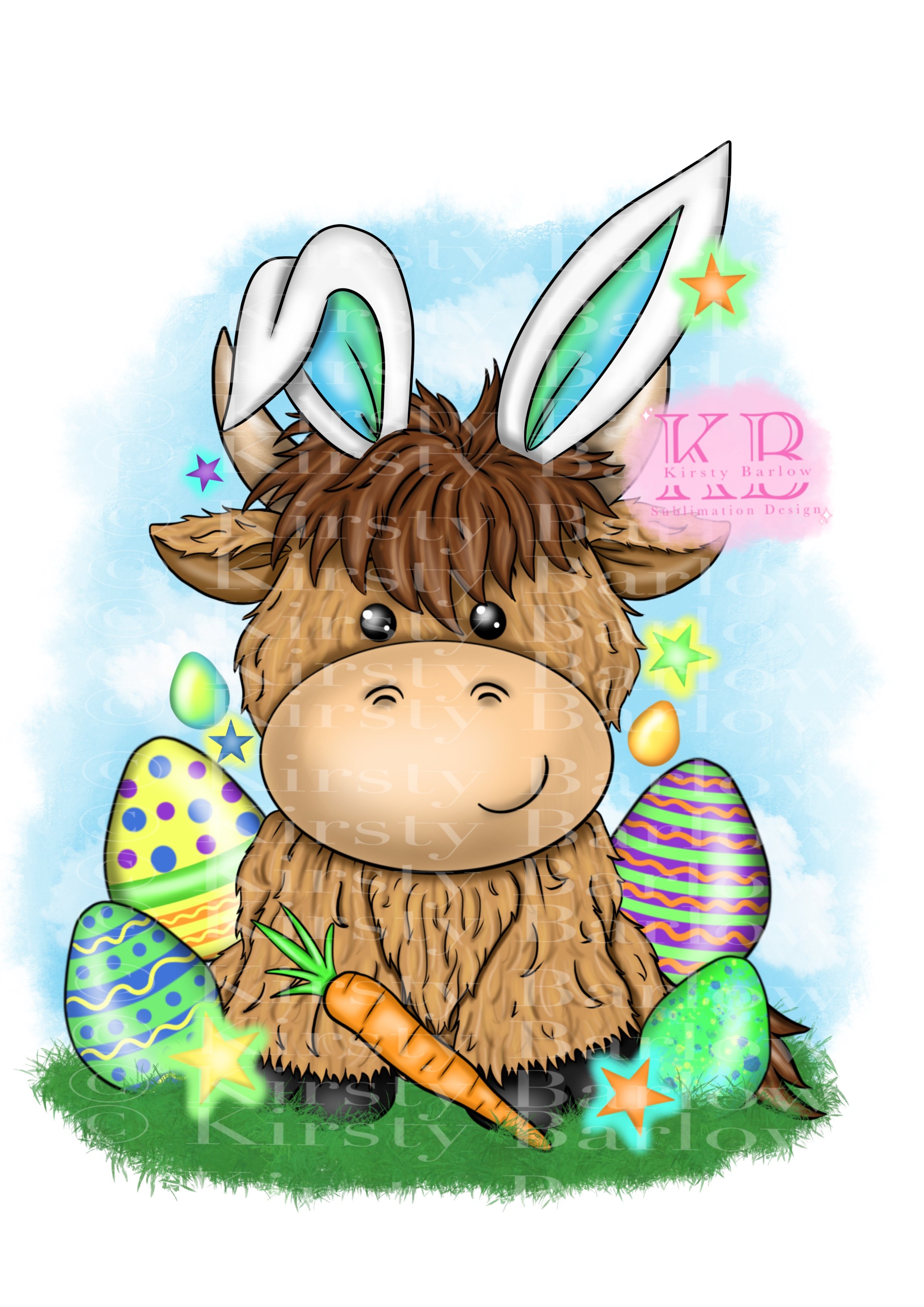 Highland cow Easter bunny design - Payhip