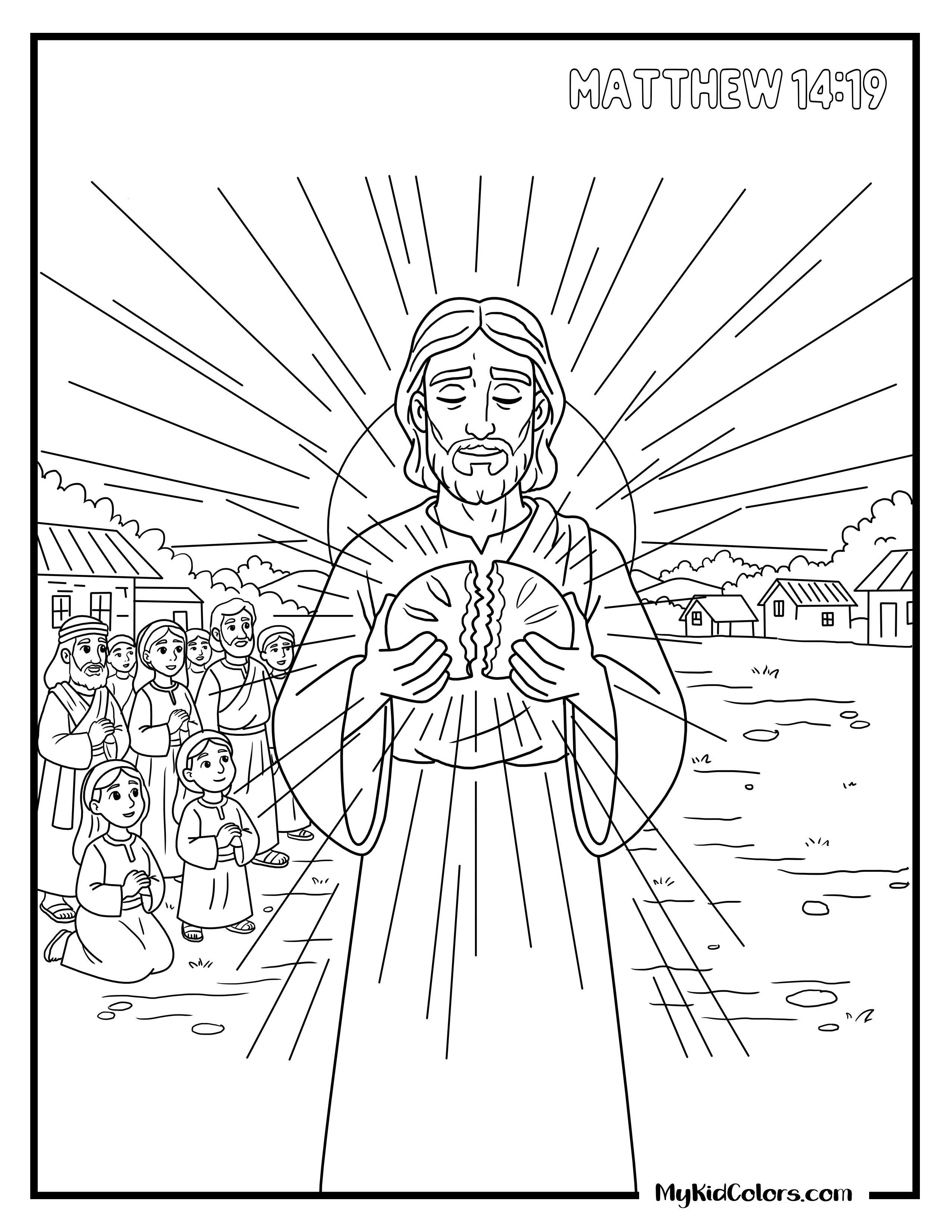 Free Hand-Drawn Inclusive Jesus Feeds the 5,000 Coloring Pages (Loaves ...