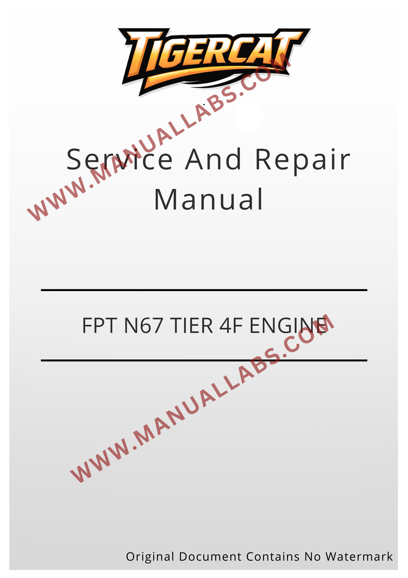 Tigercat FPT N67 Tier 4F Engine Service And Repair Manual 60059AENG