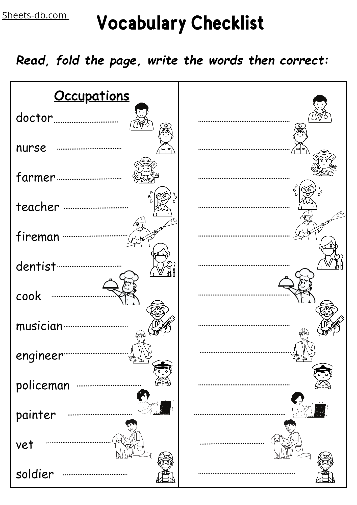 Vocabulary Checklists – English Worksheets (Printable PDF) - Payhip