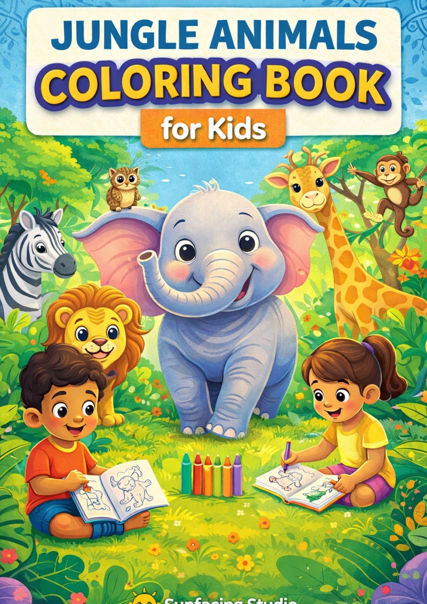 Jungle Animals Coloring Book for Kids | 32 Printable PDF Pages | A4 ...