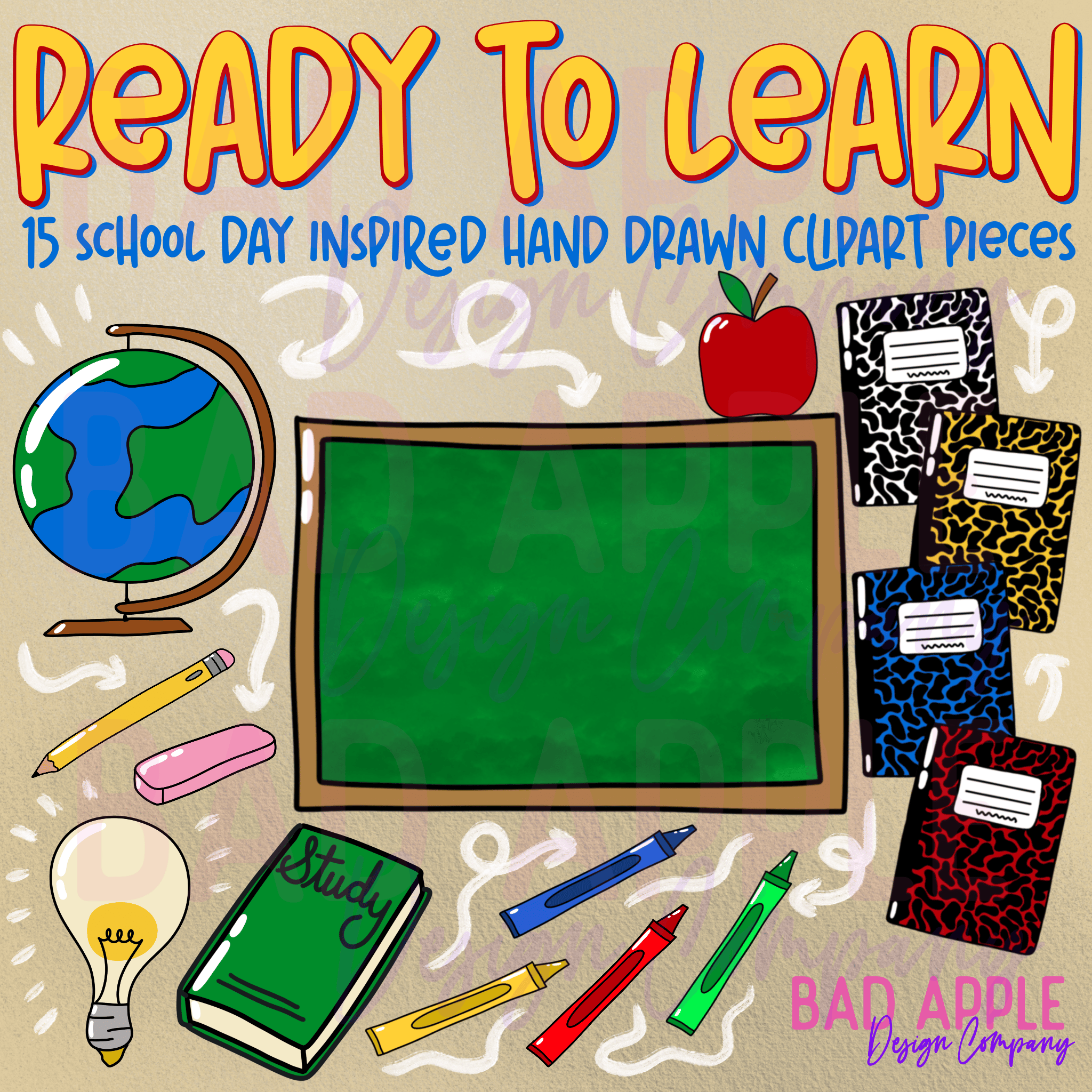 Ready To Learn School Supply ClipArt Set - Payhip