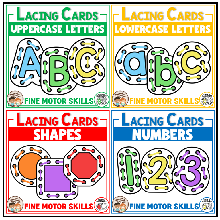 Lacing Cards Bundle | Fine Motor Skills for Letters, Numbers & Shapes